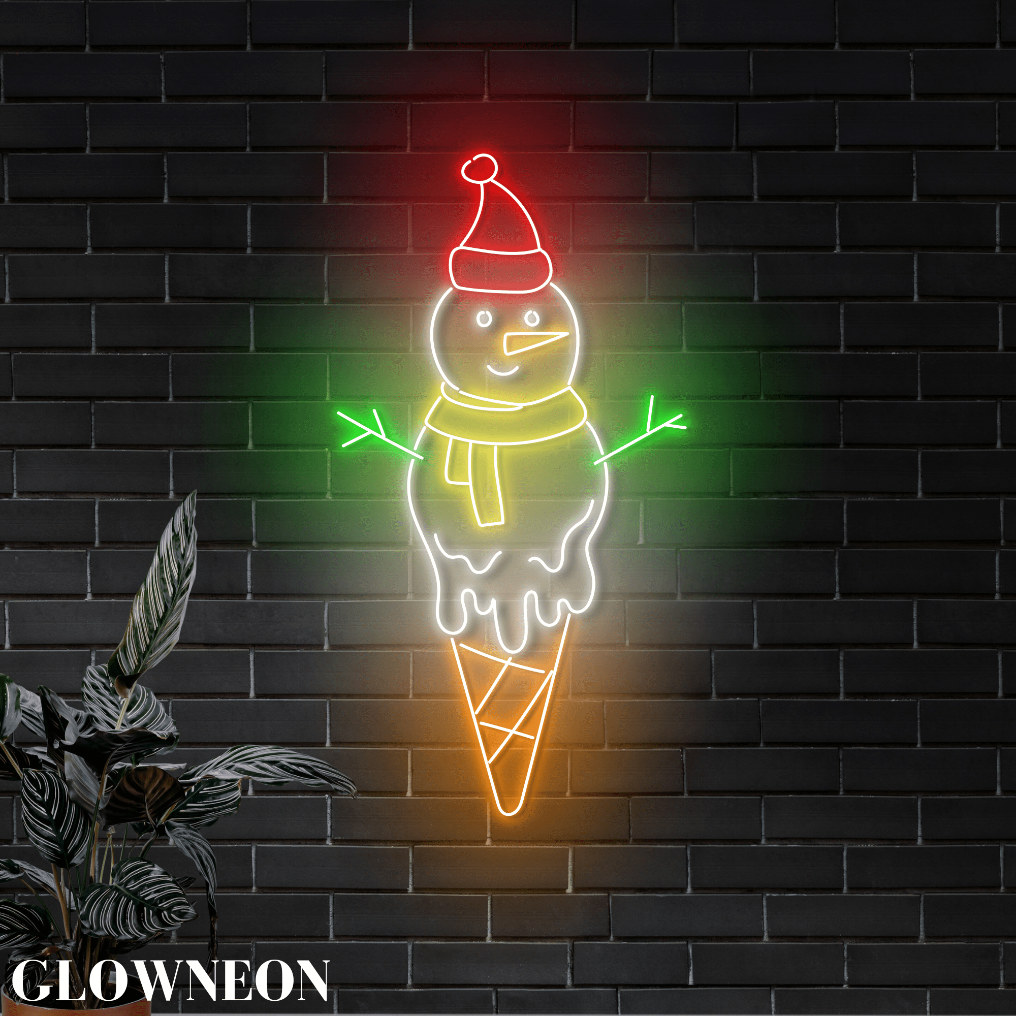 Glowneon Melting Snowman Ice Cream Led Sign, Ice Cream Christmas Sign ...
