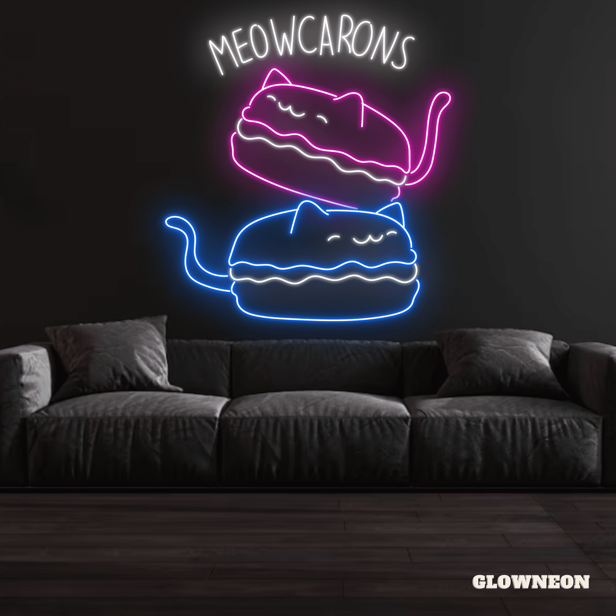 Glowneon Meowcarons Neon Sign, Macaron Sign, Bakery Sign, Kitchen Art ...