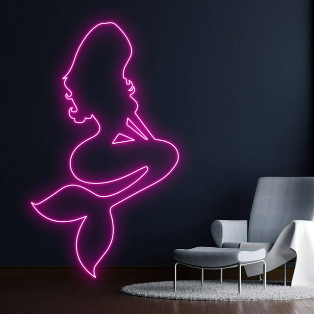 Glowneon Mermaid Neon Signs, Abstract Art Decor, Store Shop Sign Decor ...
