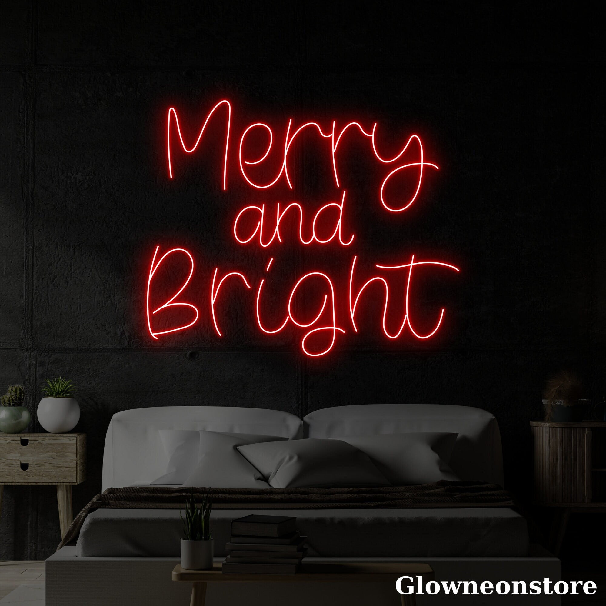 Glowneon Merry And Bright Neon, Merry And Bright LED Sign, Restaurant ...