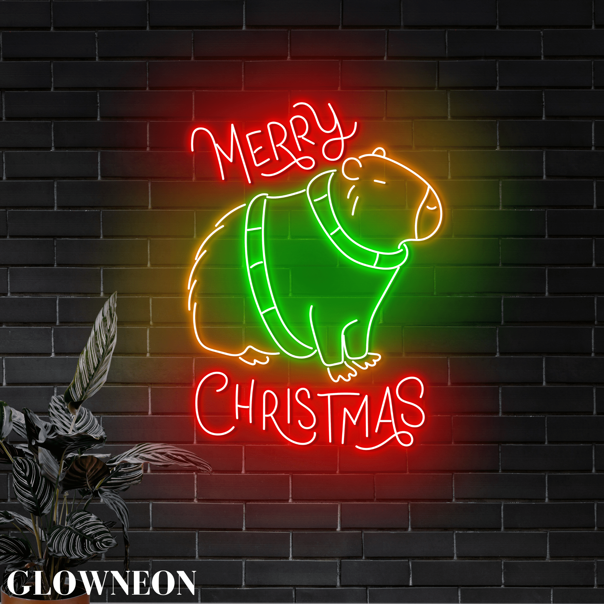 Glowneon Merry Christmas Capybara Wall Led Art, Christmas Party Decor ...