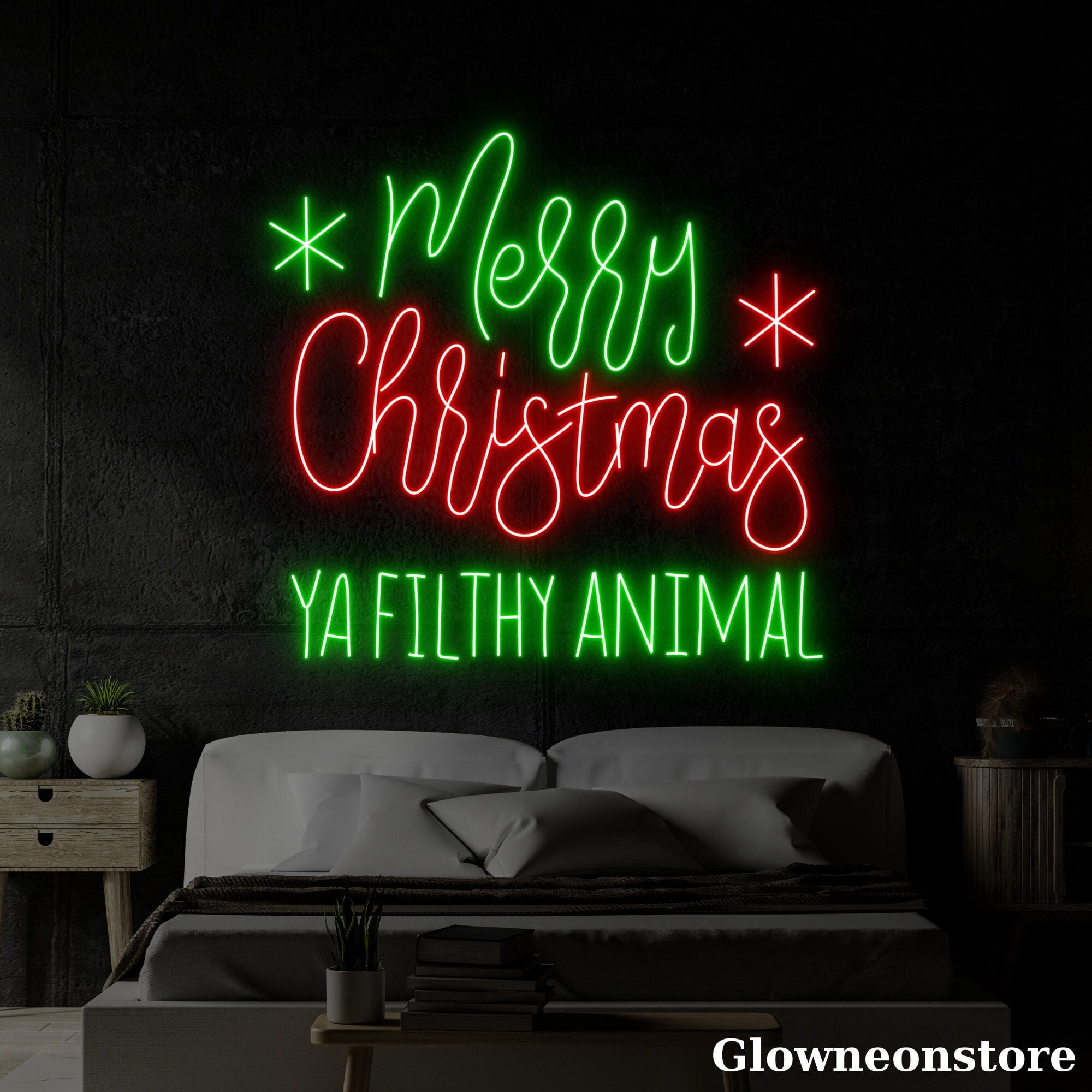 Glowneon Merry Christmas Ya Filthy Animal Neon Sign, Merry Christmas ...