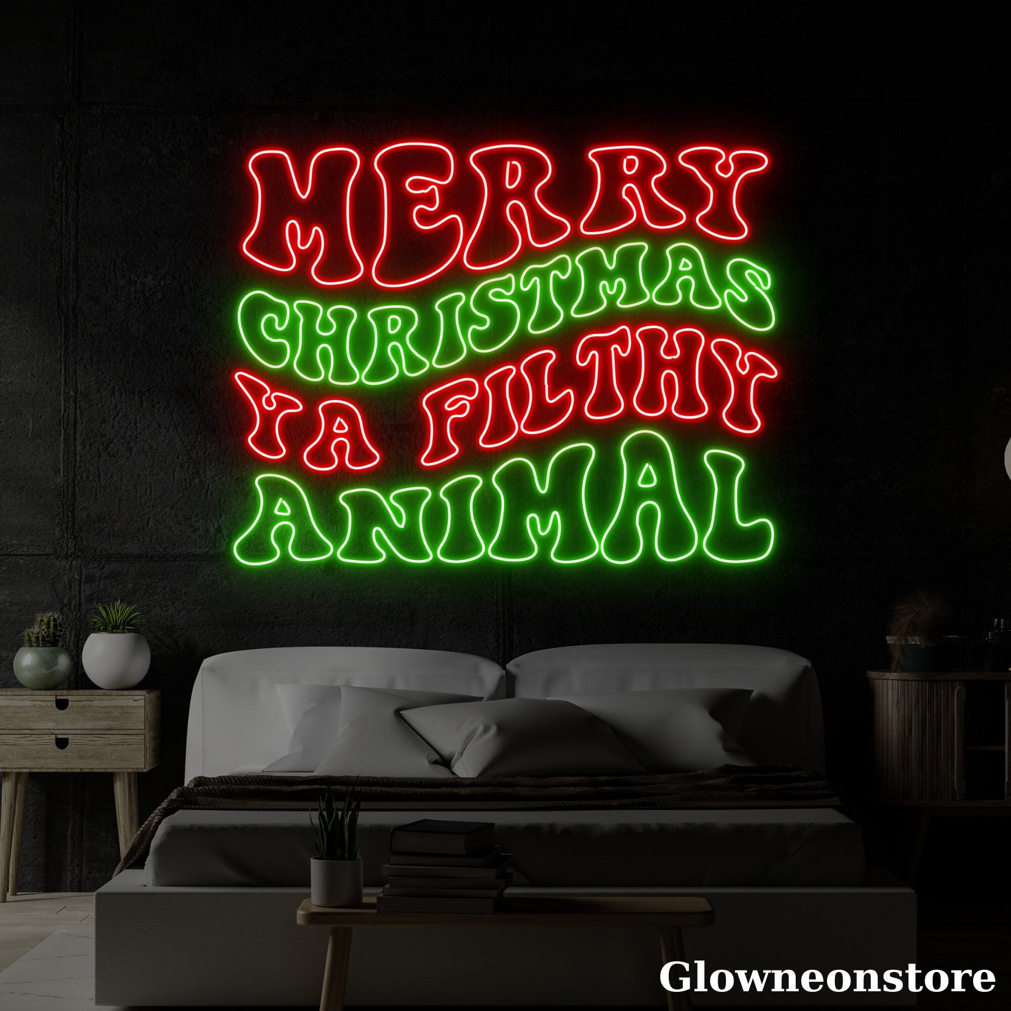 Glowneon Merry Christmas Ya Filthy Animal Neon Sign, Merry Christmas ...