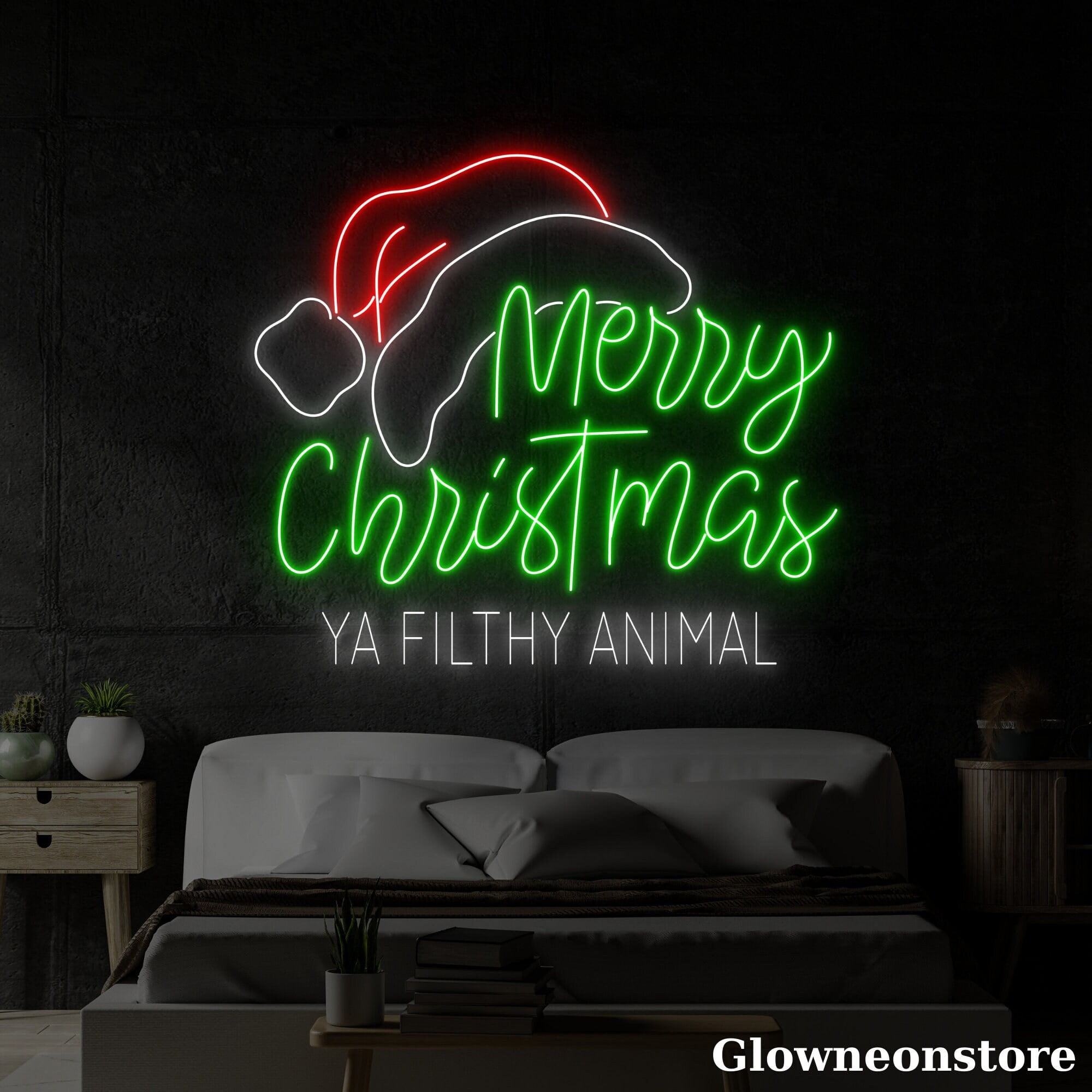 Glowneon Merry Christmas Ya Filthy Animal Neon Sign, Merry Christmas ...