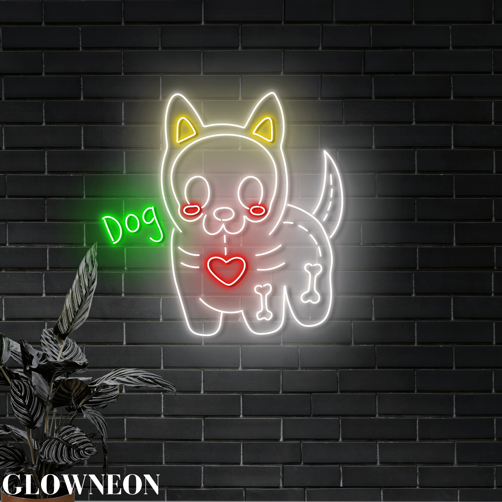 Glowneon Mexican Animal Day Of The Dead Wall Led Light, Dog Neon Sign ...