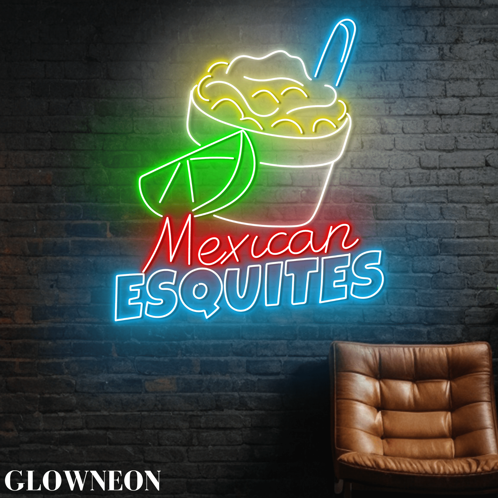 Glowneon Mexican Esquites Neon Sign, Mexican Corn Salad Wall Led Sign ...