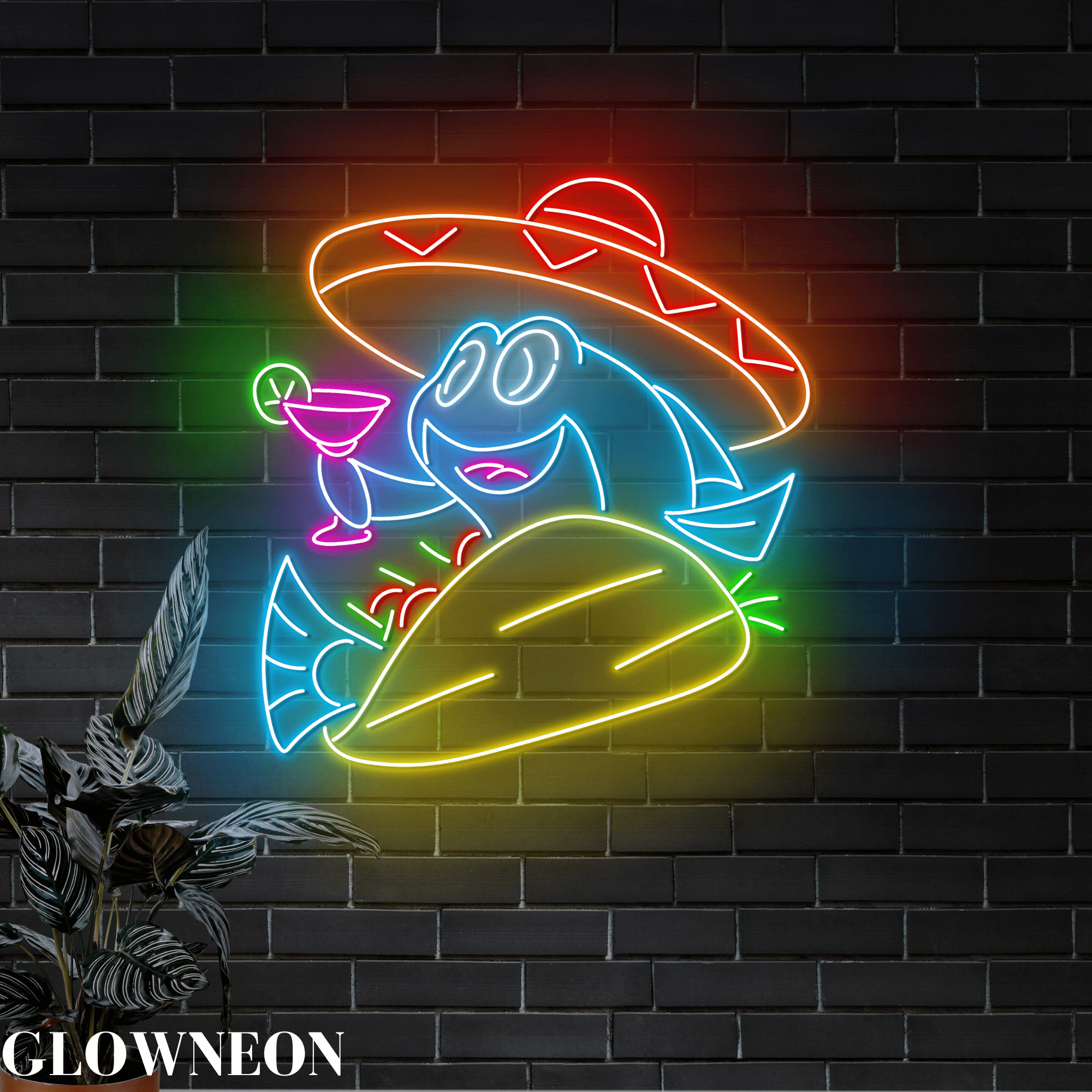 Glowneon Mexican Fish Tacos Neon Sign, Tacos Tequila Restaurant Decor ...