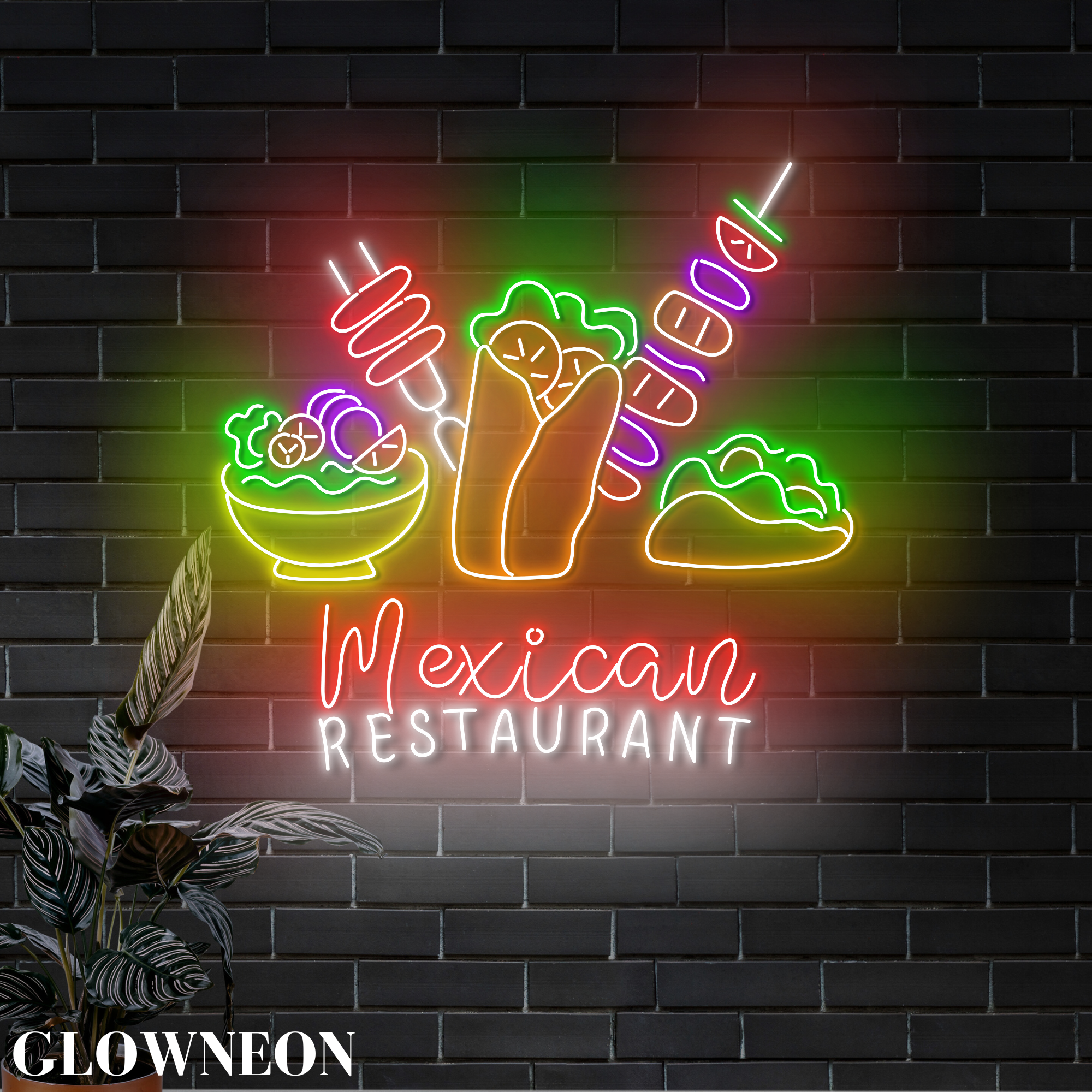 Glowneon Mexican Food Neon Light Up, Mexican Restaurant Led Wall Art ...