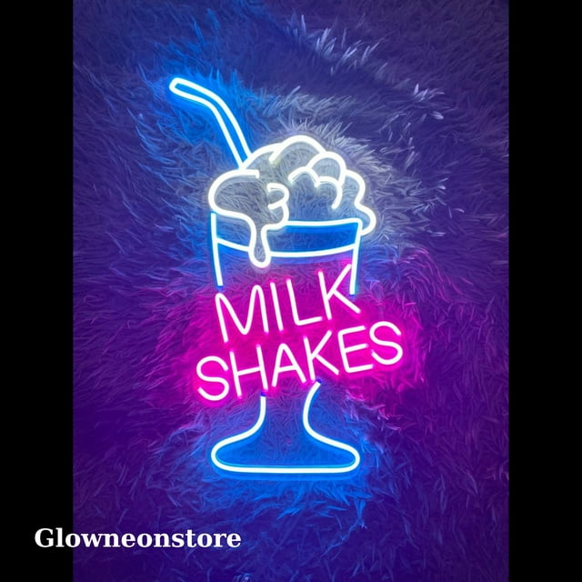 Glowneon Milk Shakes Neon Sign, Milk Shakes Led Sign, Open Welcome Milk ...