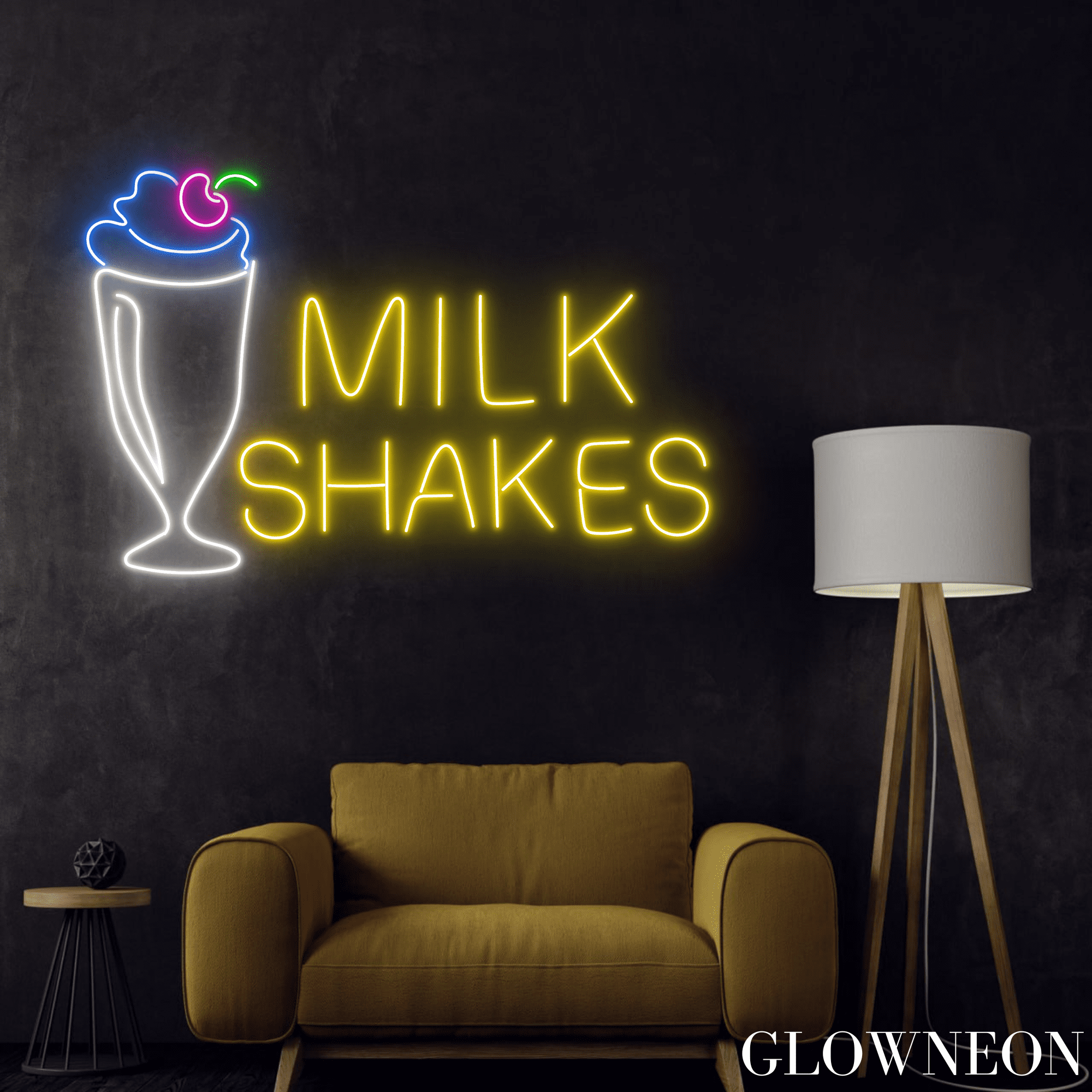 Glowneon Milk Shakes Neon Sign, Milkshakes Led Sign, Coffee Shop Sign ...