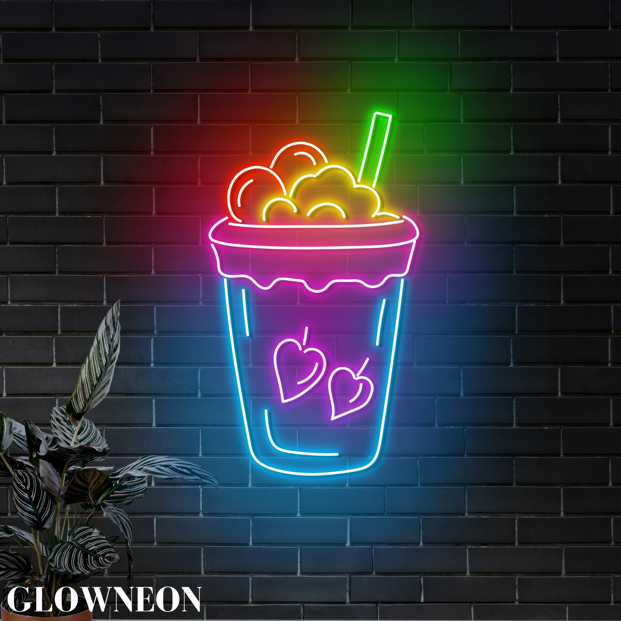 Glowneon Milkshake Glass Neon Wall Decor, Milkshakes Shop Wall Decor ...