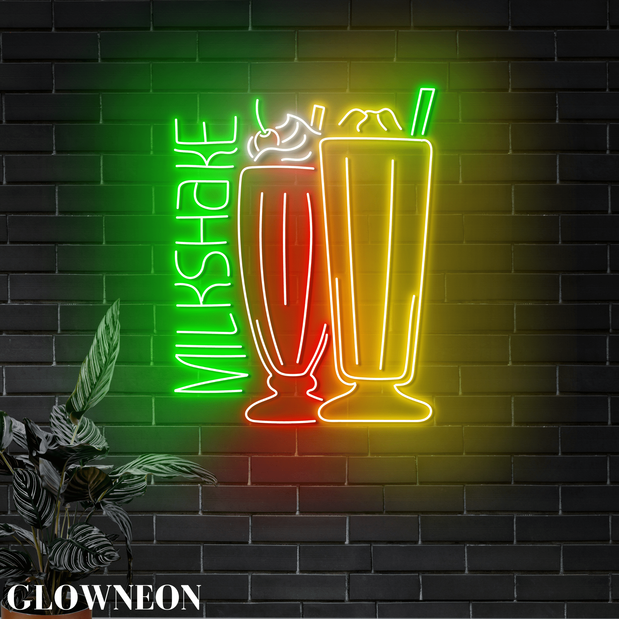 Glowneon Milkshake Wall Led Light, Milkshake Ice Cream Shop Wall Art ...