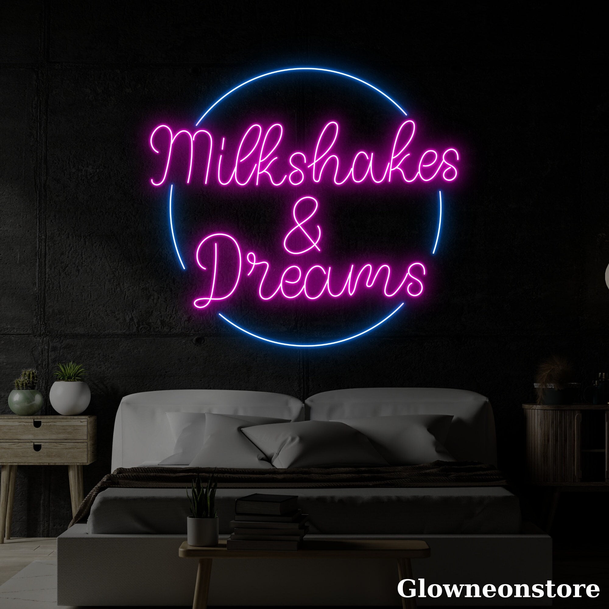 Glowneon Milkshakes and Dreams Neon Sign, Coffee Shop Decor,Bar Neon ...