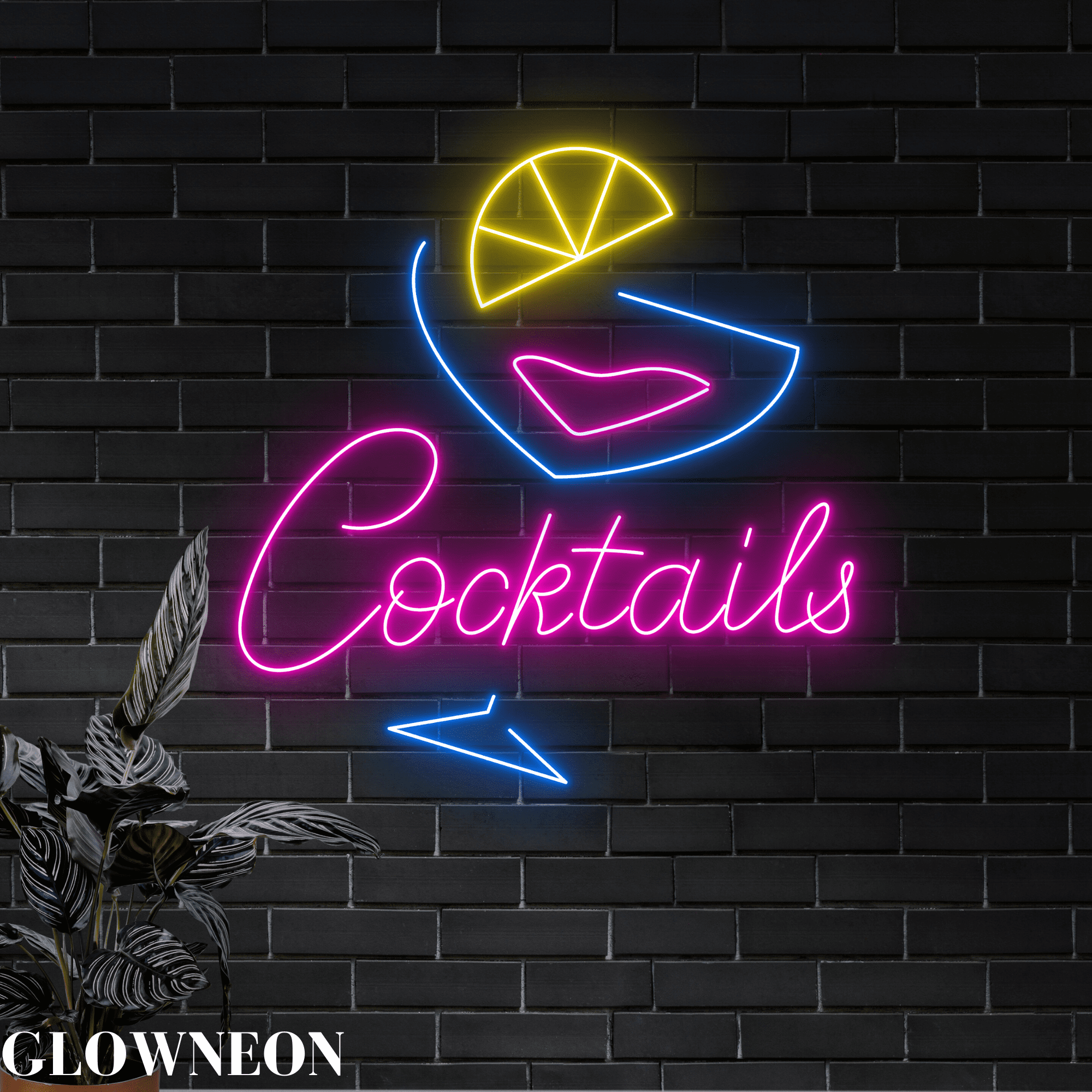 Glowneon Modern Cocktail Bar Led Sign, Open Cocktail Bar Pub Wall Art ...
