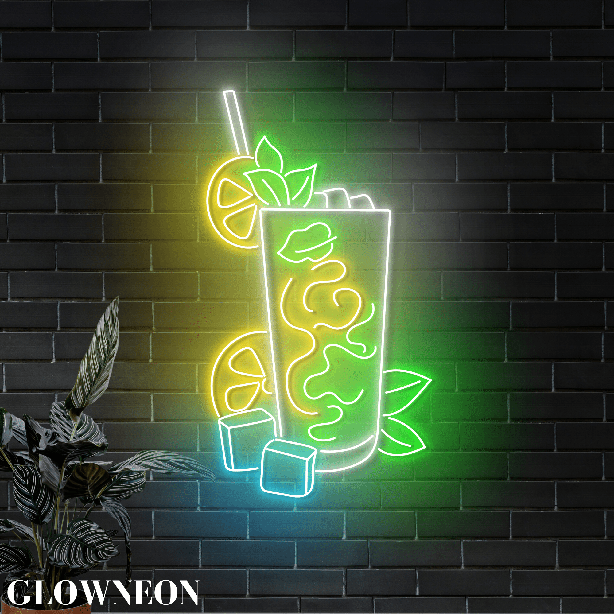 Glowneon Mojito Cocktail Neon Led Light, Cuban Mojito Home Bar Decor ...