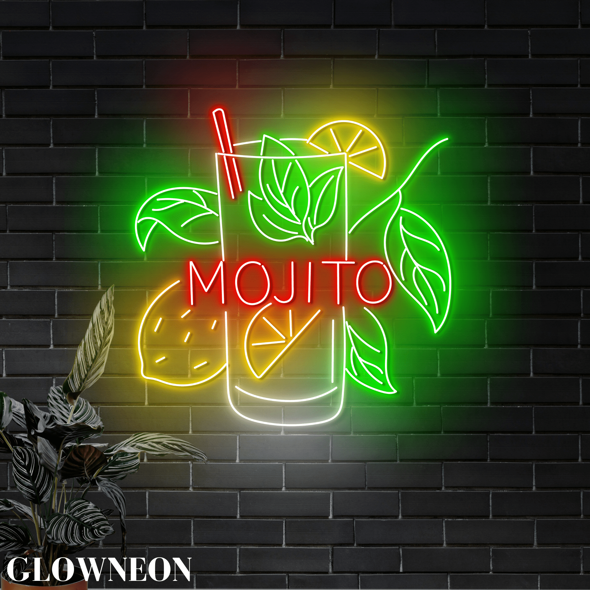 Glowneon Mojito Cuban Led Wall Decor, Mojito Cocktail Home Bar Decor ...