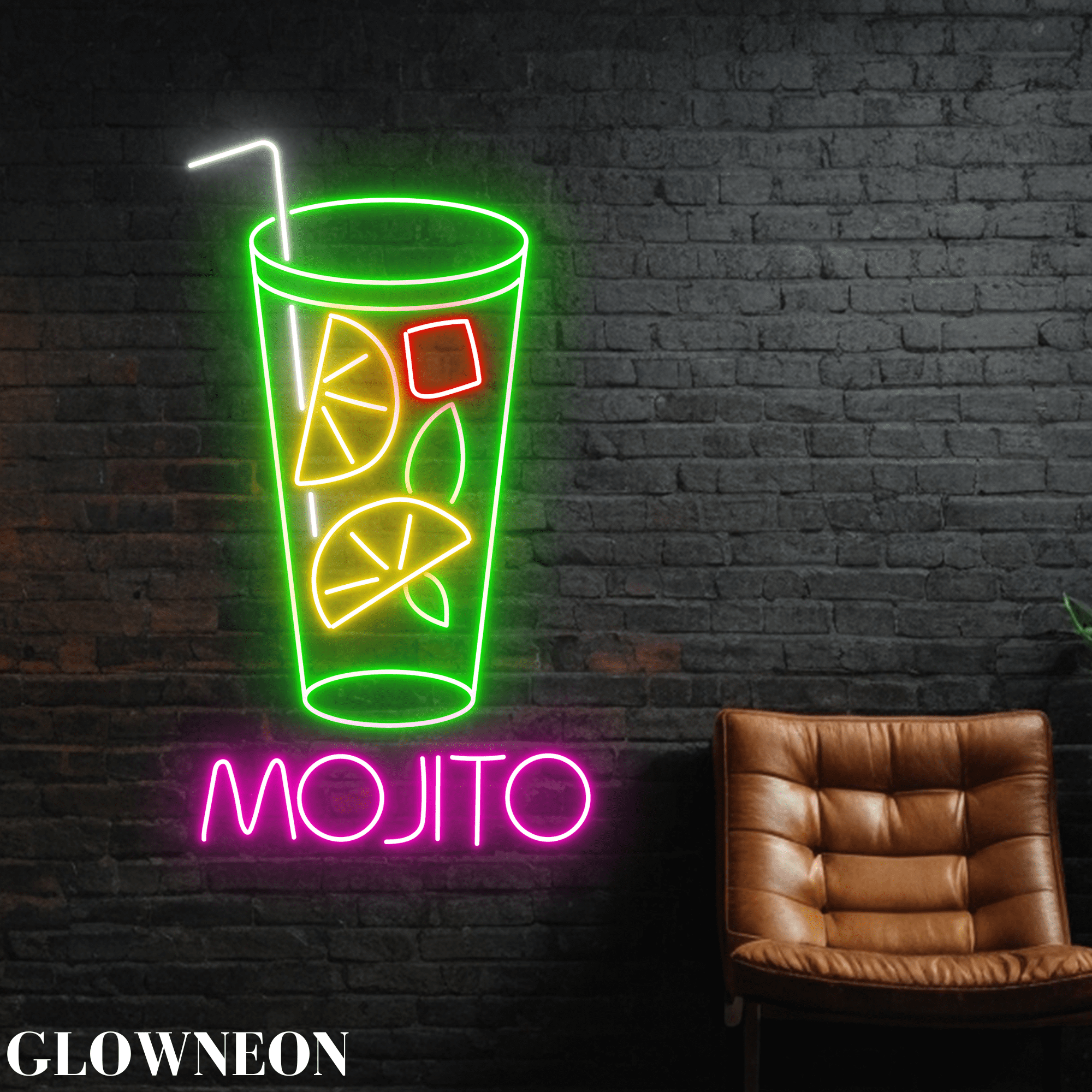 Glowneon Mojito Cuban Neon Led Lights, Mojito Cocktail Bar Wall Decor ...