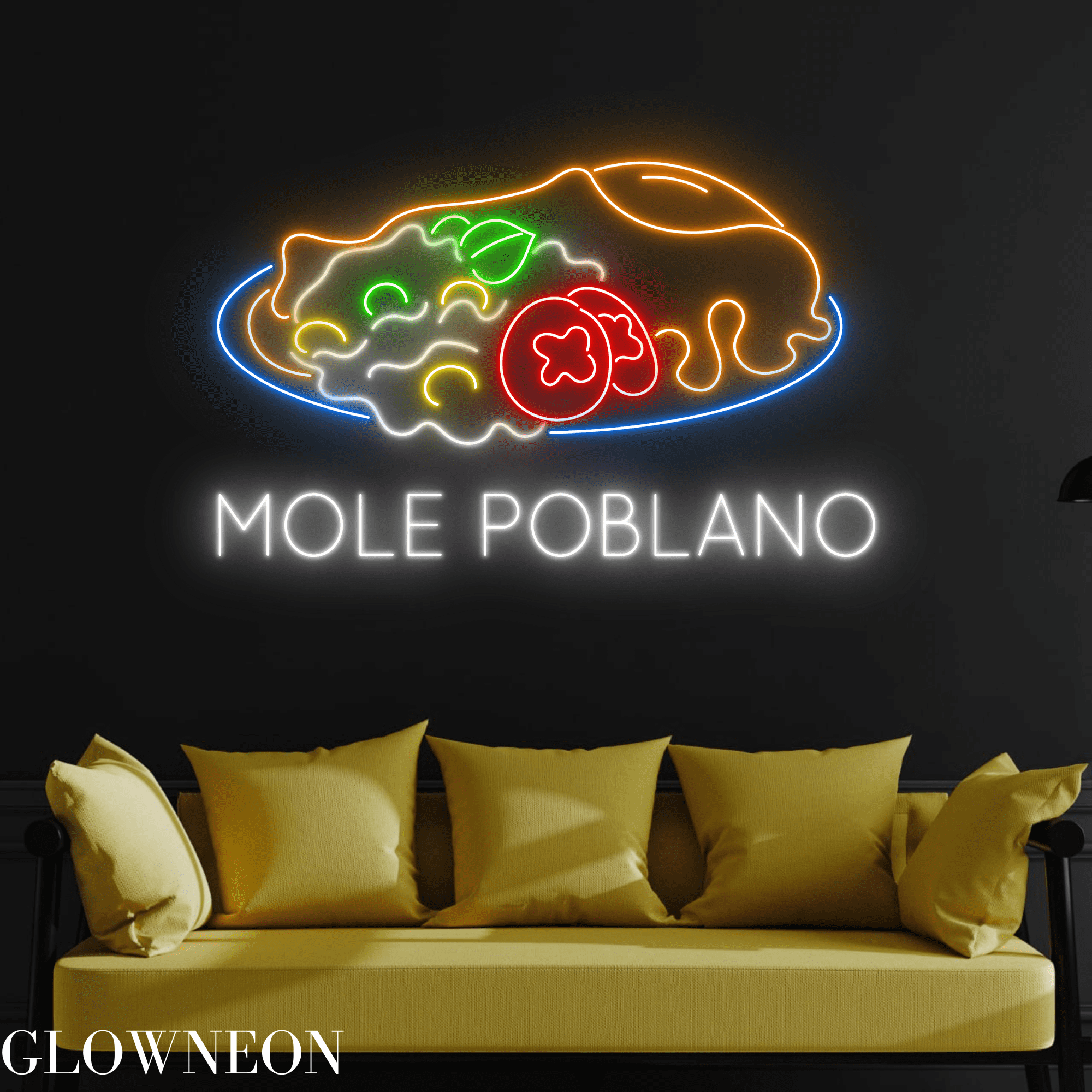 Glowneon Mole Poblano Neon Sign, Mole Led Sign, Mexican Food Decor ...