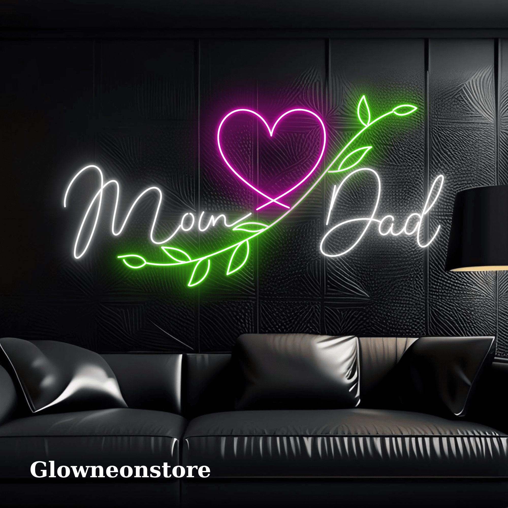Glowneon Mom Dad Heart Neon Sign, Mom And Dad Led Light Decor - Walmart.com