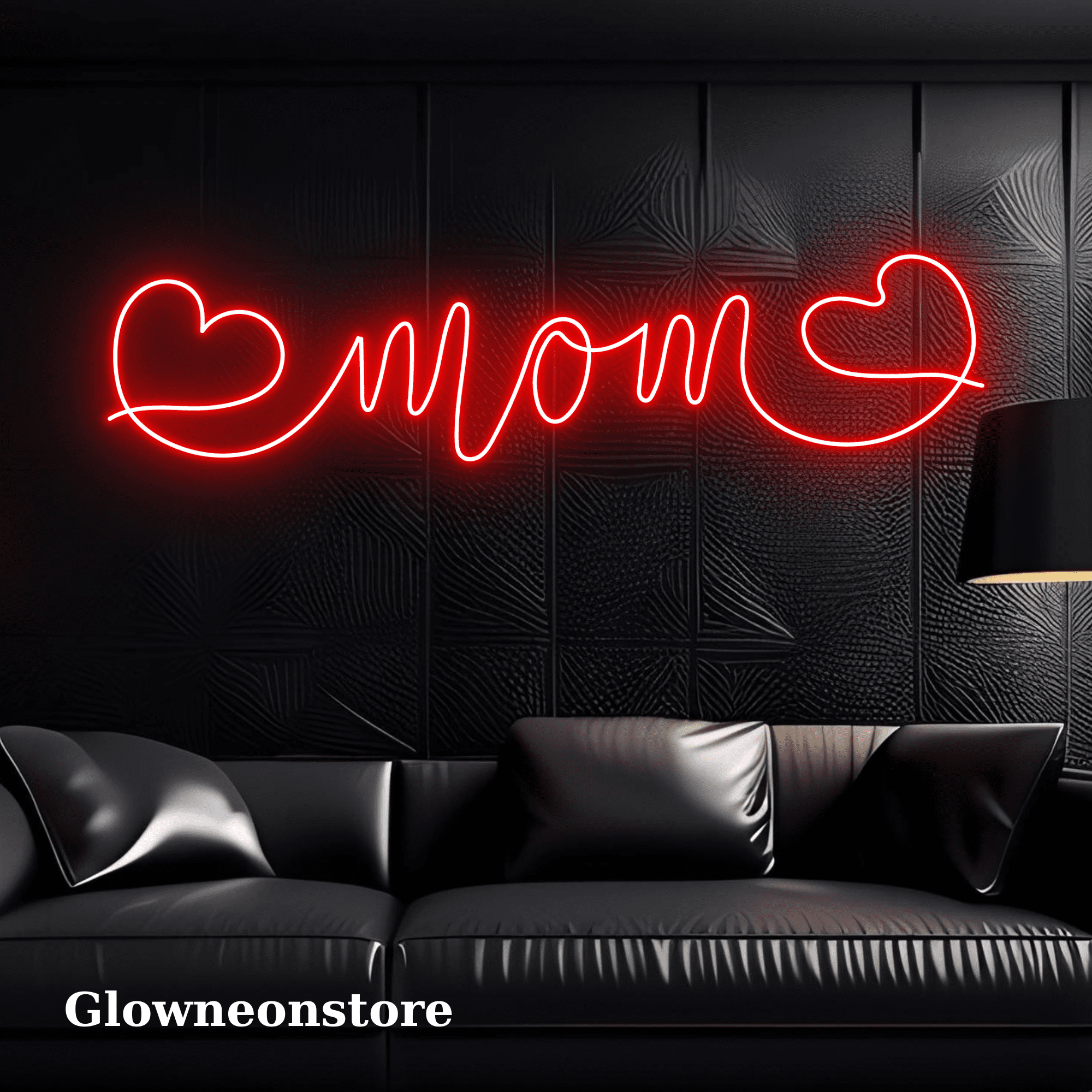 Glowneon Mom Heart Line Art Led Light, Mom Heart Wall Decor Neon Sign ...
