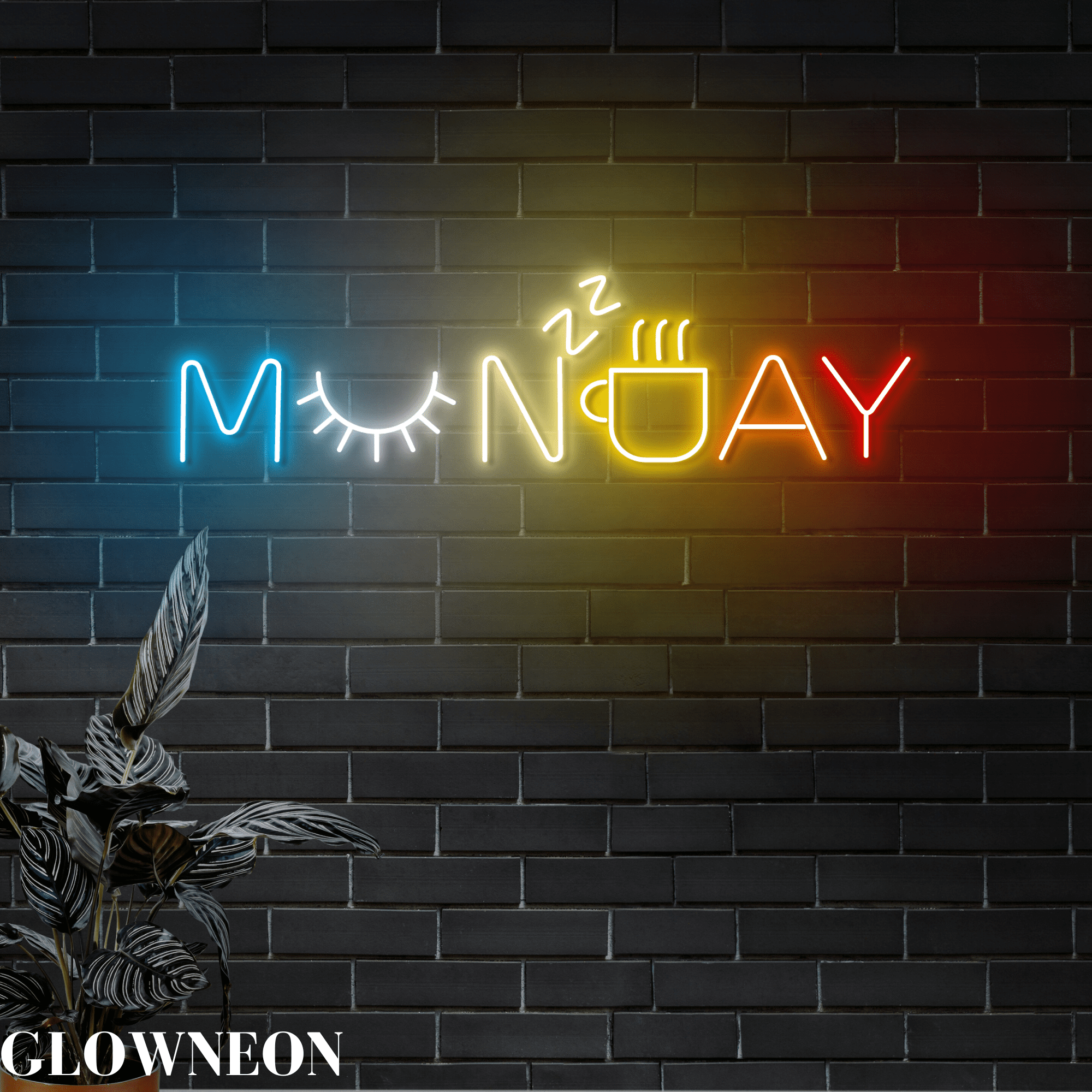 Glowneon Monday Neon Sign, Monday Wall Led Sign, Coffee Shop Decor ...