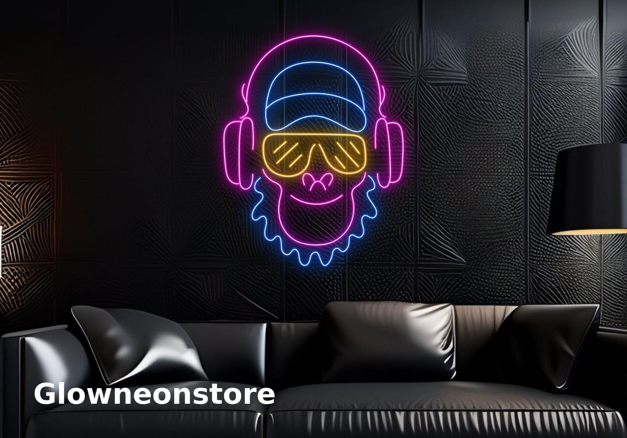 Glowneon Monkey Neon Sign, Monkey Led Light, Monkey Line Art, Monkey ...