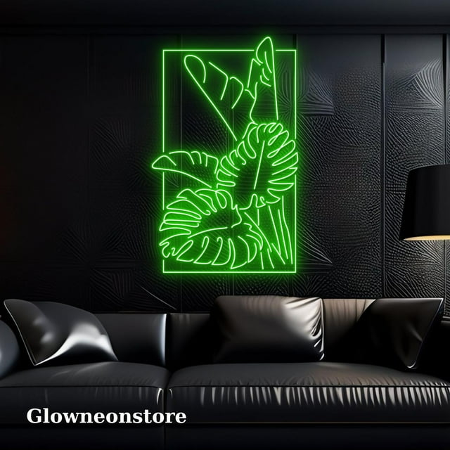Glowneon Monstera Leaf Banana Plant Neon Sign, Monstera Leaf Led Light ...