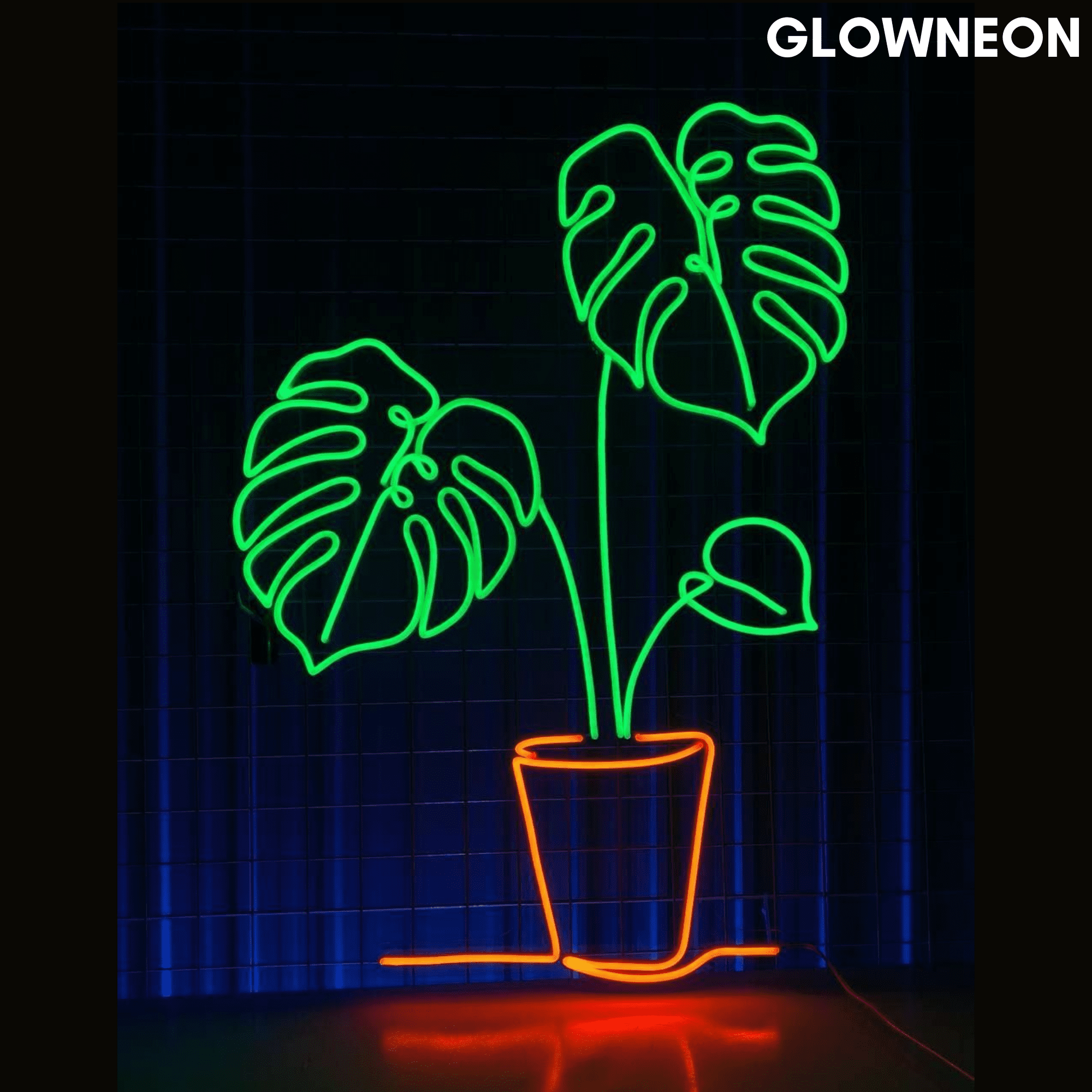 Glowneon Monstera Pot Neon Sign, Tropical Monstera Leaf Led Decor ...