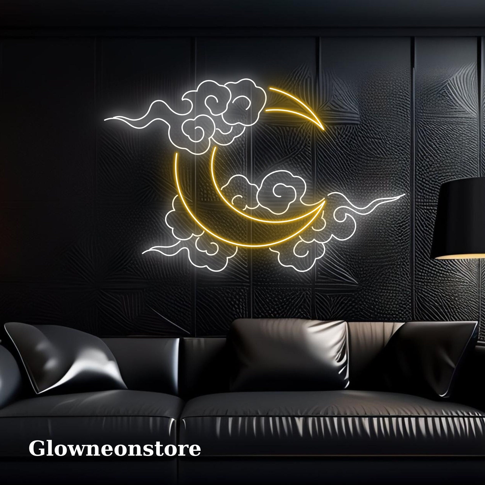 Glowneon Moon Cloud Neon Sign, Moon Cloud Led Light, Moon Led Wall ...