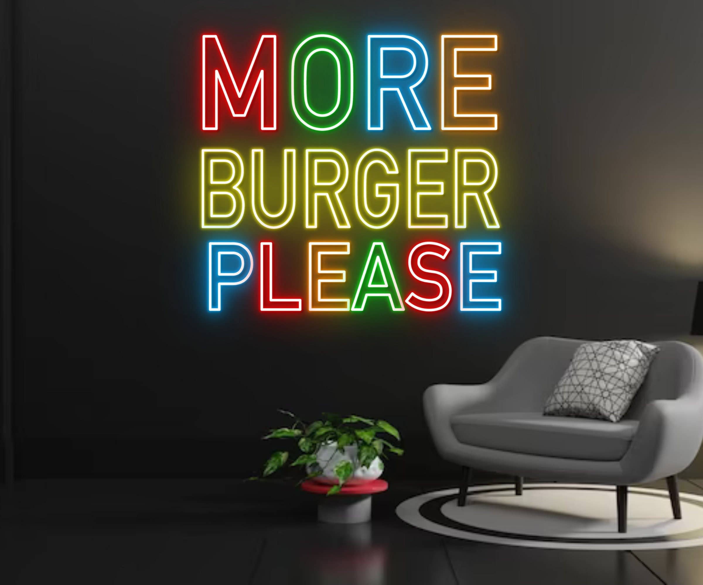 Glowneon More Burger Please Neon Sign, Burger Signboard Decor - Walmart.com