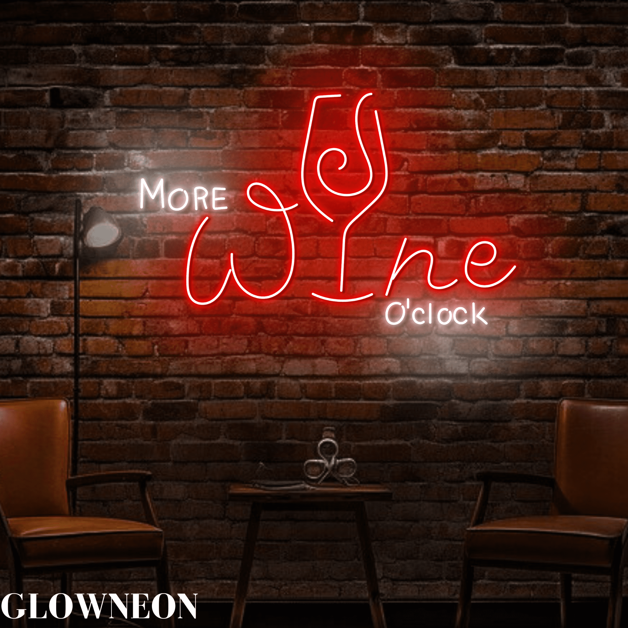 Glowneon More Wine O'clock Neon Sign, Bar Pub Wall Art, Home Bar Sign ...