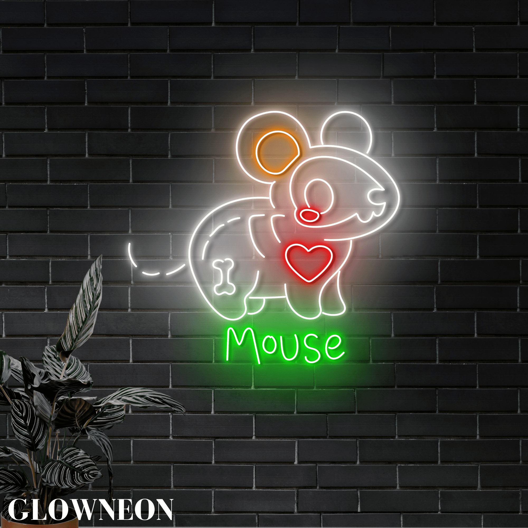 Glowneon Mouse Skeleton Led Sign For Mexican Animal Dead Day Wall Art ...