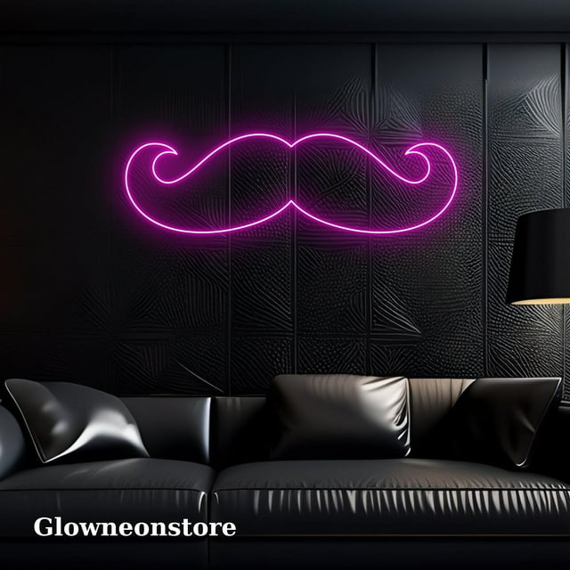 Glowneon Moustache Neon Sign, Beard Led Light, Mustache Led Light ...