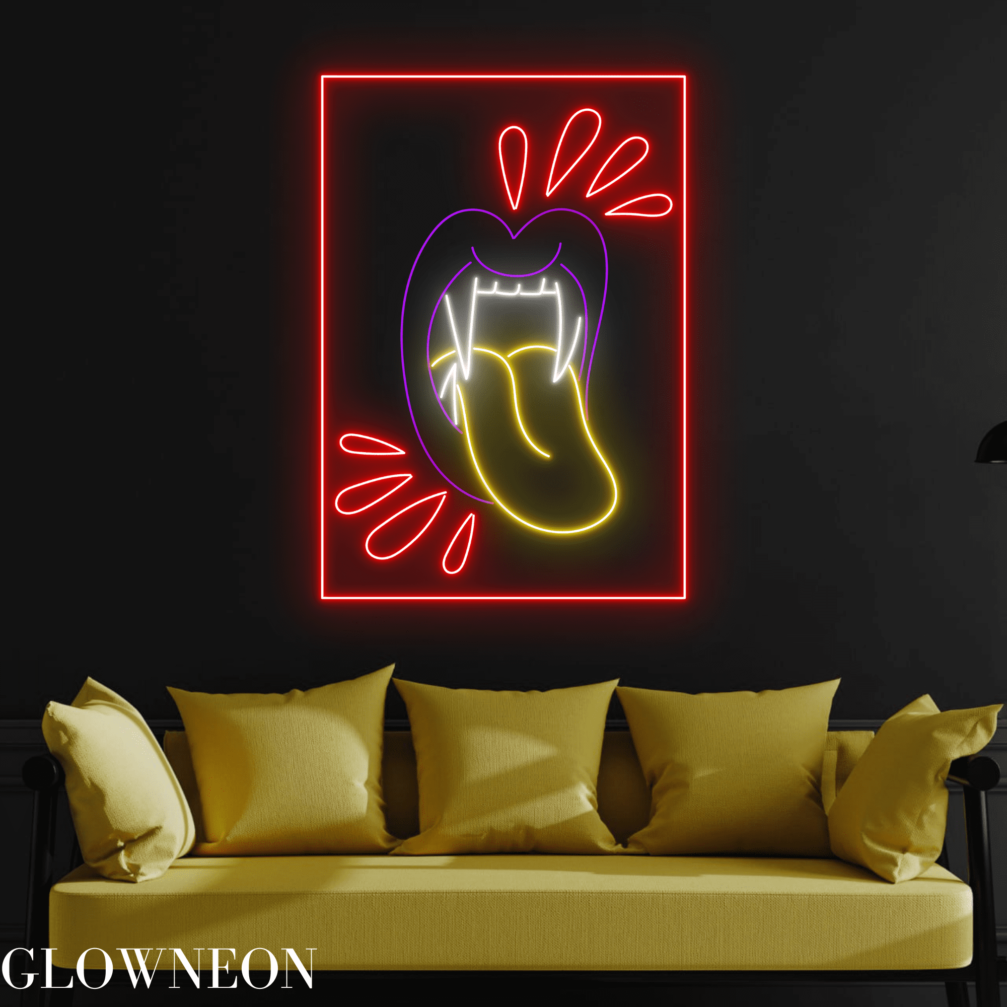 Glowneon Mouth Devil Neon Sign, Devil Fangs Led Sign, Spooky Decor ...