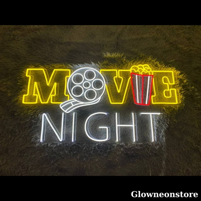 Glowneon Movie Night Neon Sign, Cinema Led Sign, Movie Sign, Home ...