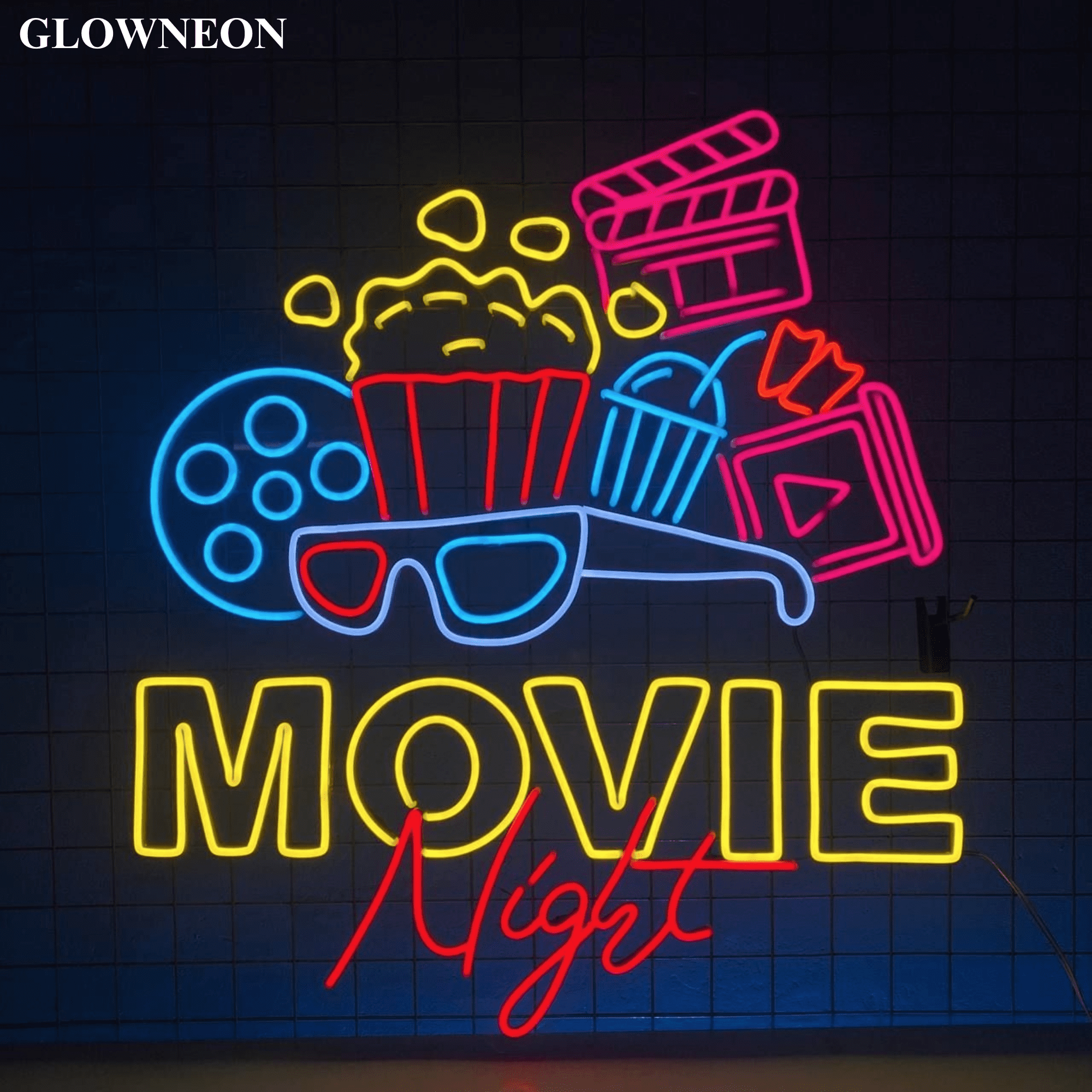 Glowneon Movie Night Wall Led Light, Home Cinema Movie Theater Decor ...