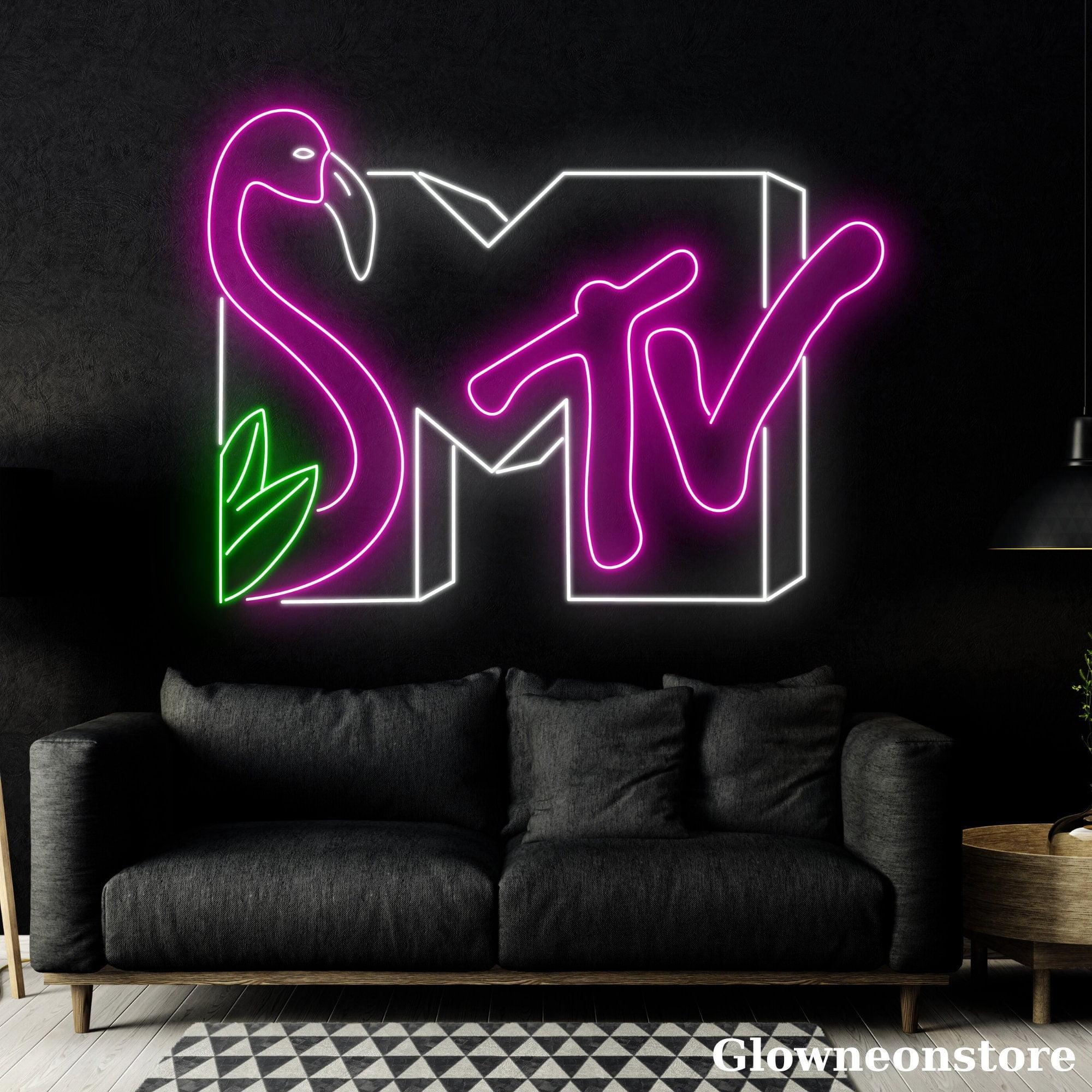 Glowneon Mtv Neon Sign, Mtv Television Led Sign, Flamingo Neon Light ...