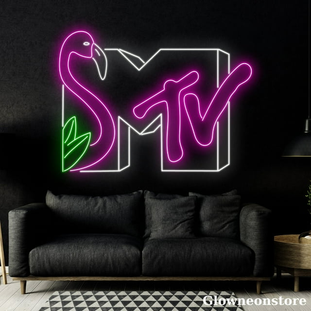 Glowneon Mtv Neon Sign, Mtv Television Led Sign, Flamingo Neon Light ...