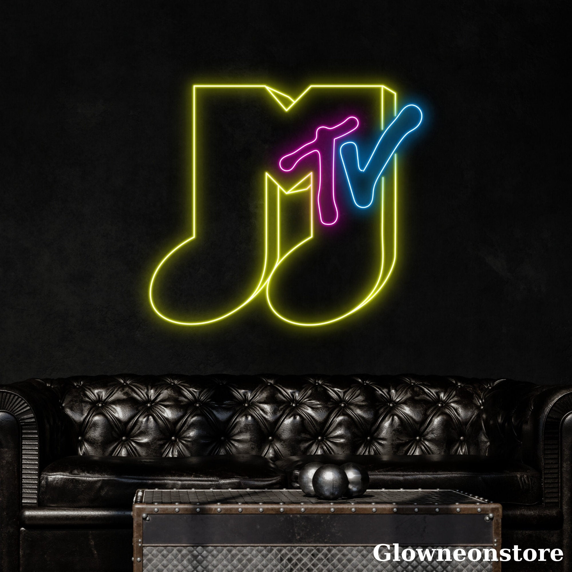 Glowneon Mtv Neon Sign, Mtv Television Led Sign, Music Neon Light, Mtv ...