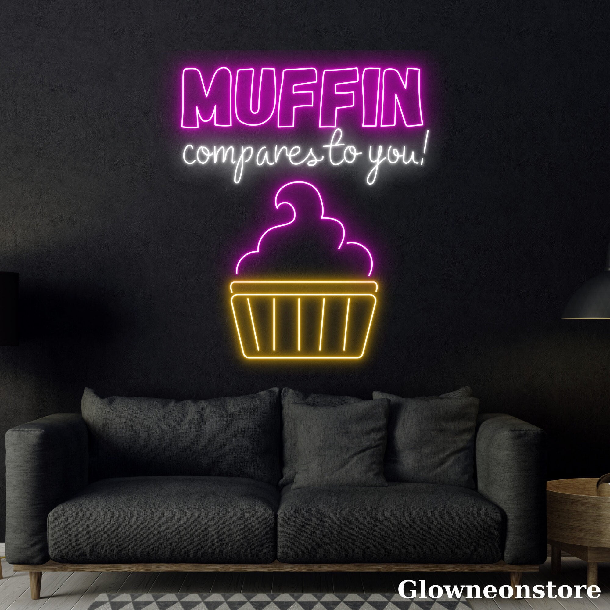 Glowneon Muffin Compare To You Neon Sign, Cakes and Pastry LED Sign ...