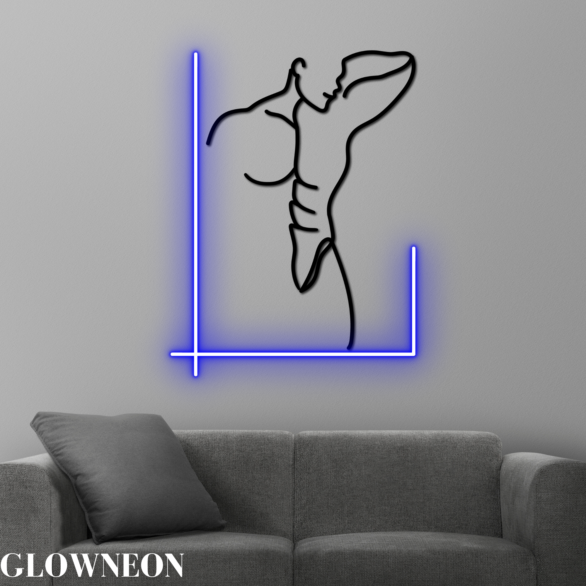 Glowneon Muscular Man Line Art, Male Body Line Decor Wall Led Art ...