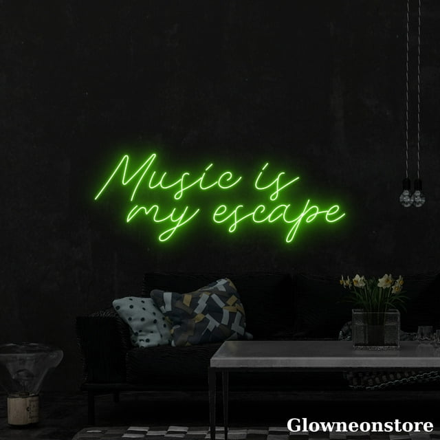 Glowneon Music Is My Escape Neon Sign, Music Is My Escape Led Sign ...