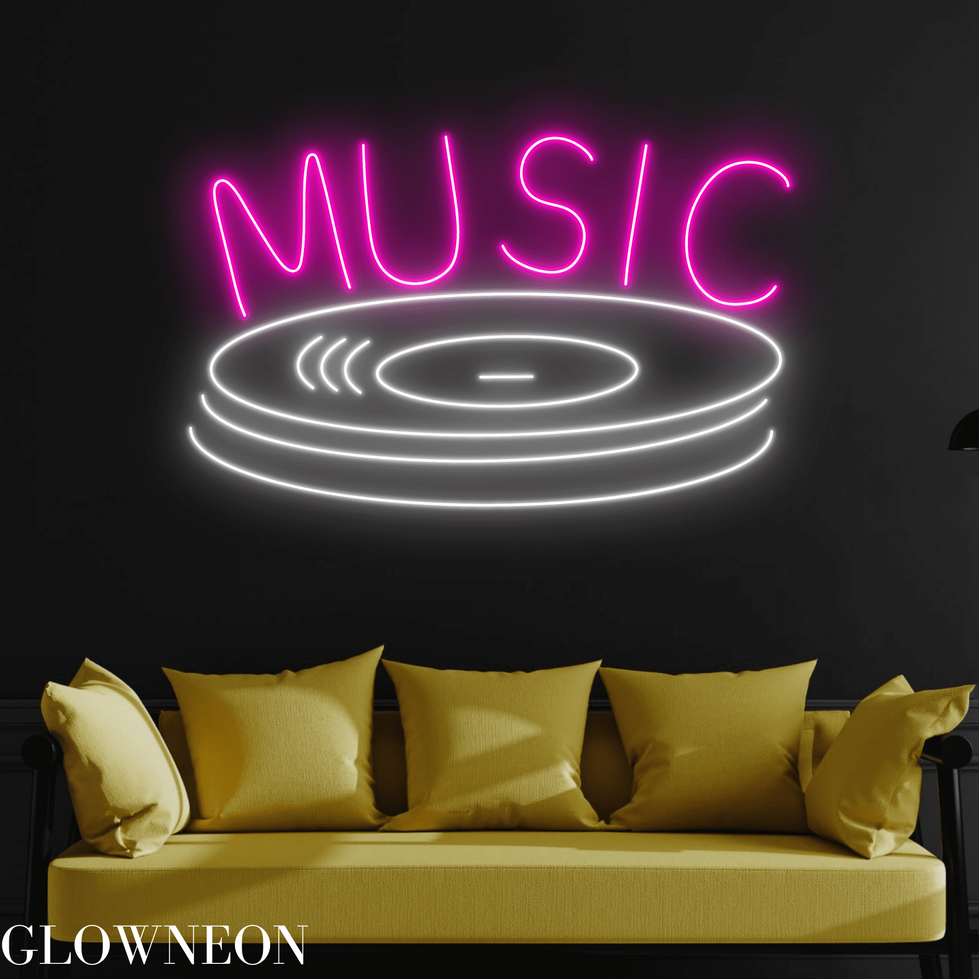Glowneon Music Neon Sign, Record Player Led Sign, Music Studio Decor ...