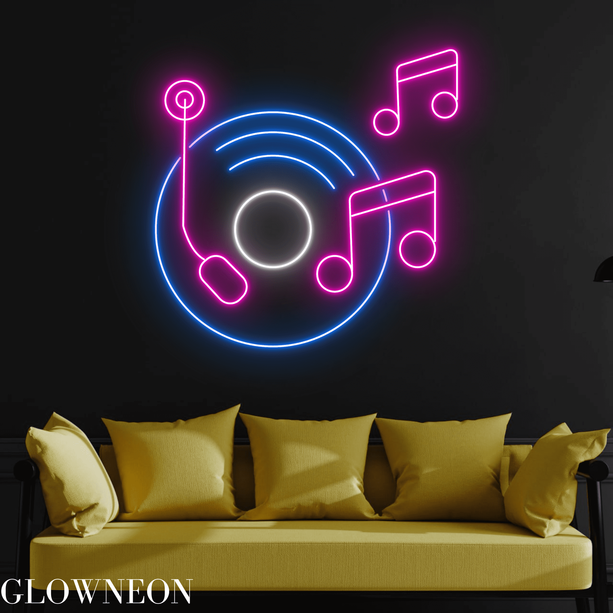 Glowneon Music Record Player Neon Led Signs, Wall Decor, Retro Light ...