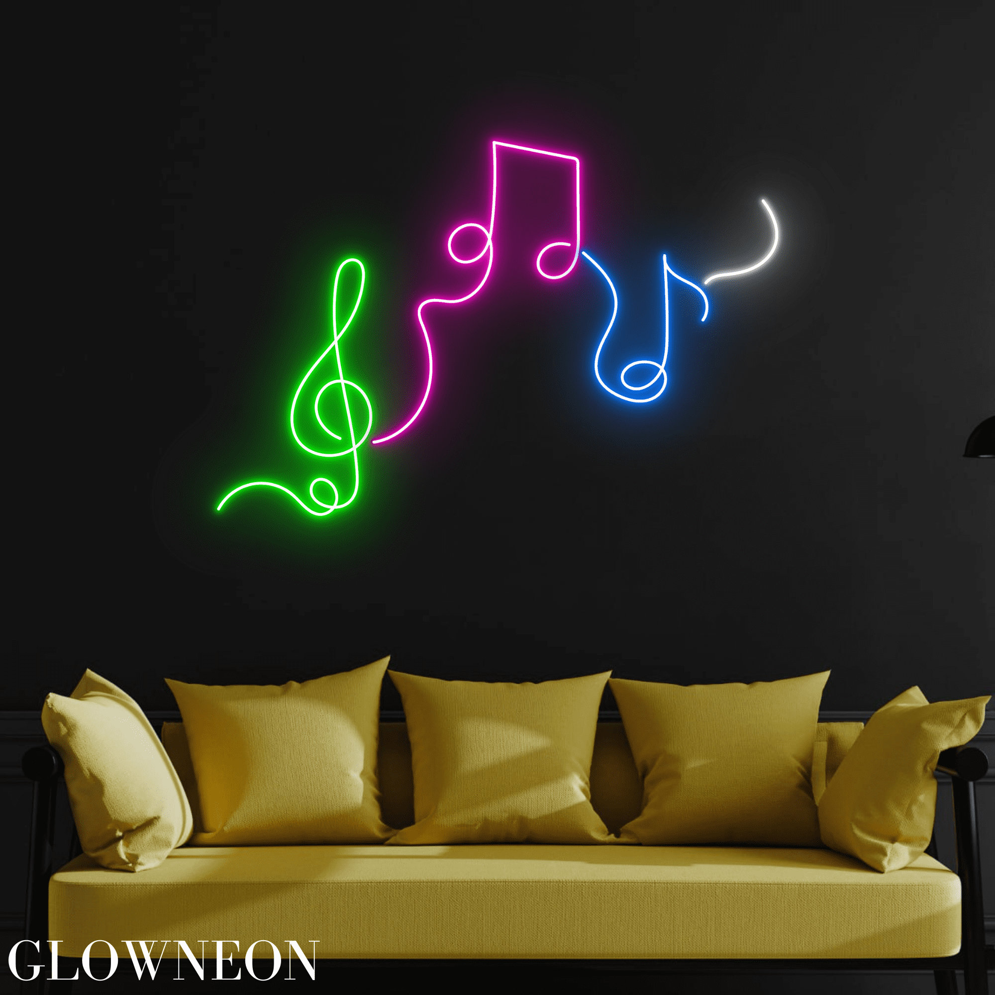 Glowneon Musical Flow For Music Club Wall Art, Musical Note Led Light ...
