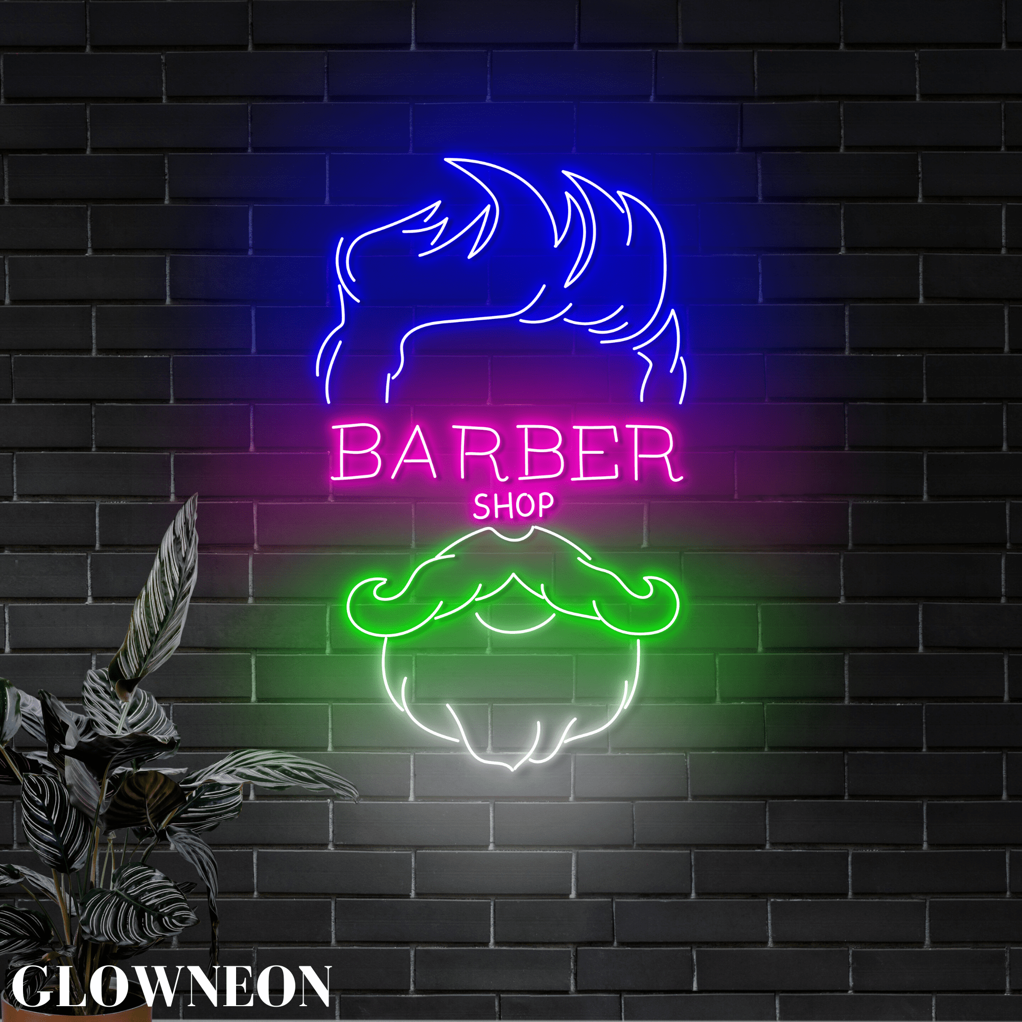Glowneon Mustache Barber Shop Neon Wall Decor, Barber Wall Led Light ...