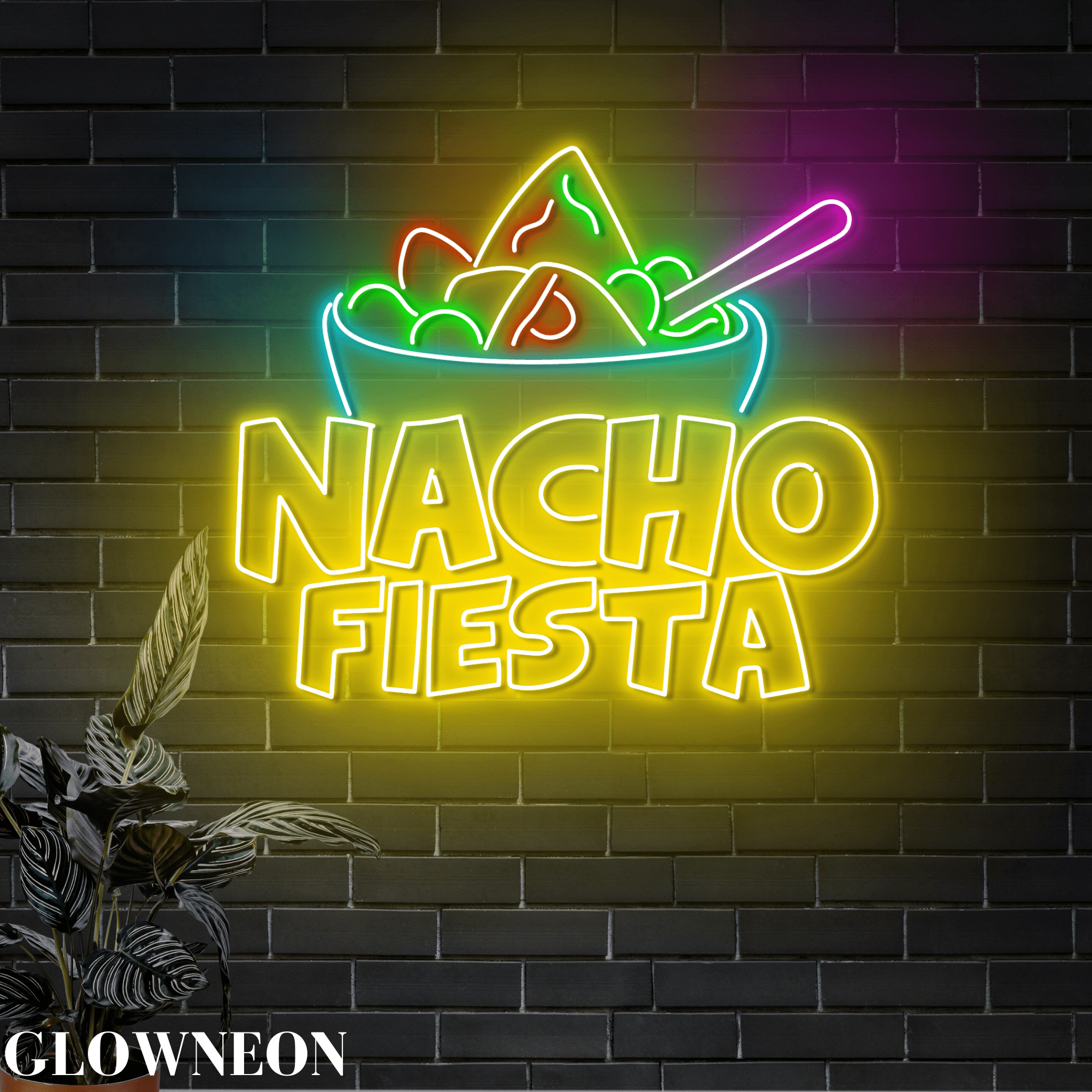 Glowneon Nachos Fiesta Led Sign, Mexican Nachos Restaurant Wall Decor ...