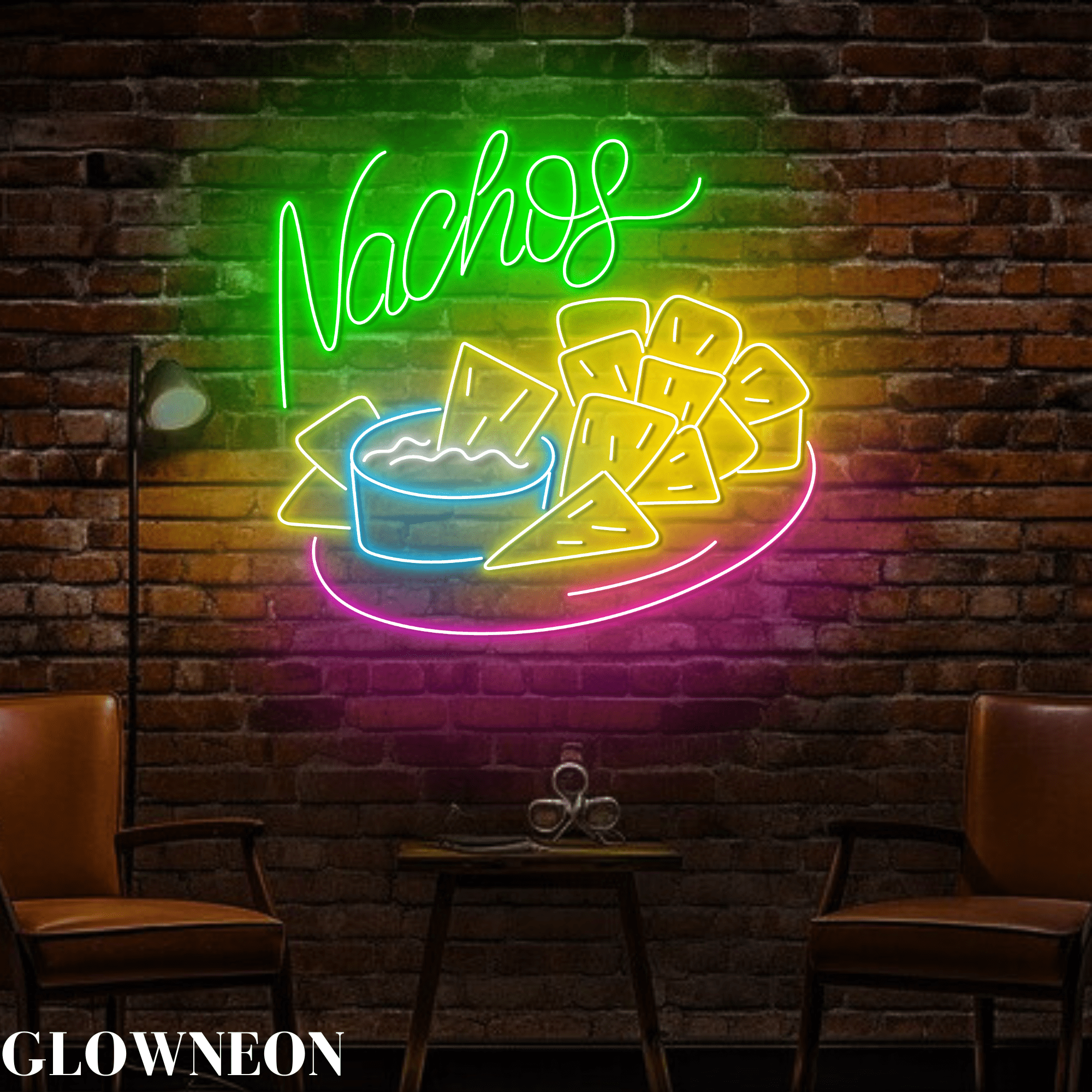 Glowneon Nachos Neon Sign, Nachos With Cheese Wall Art, Nachos Decor ...