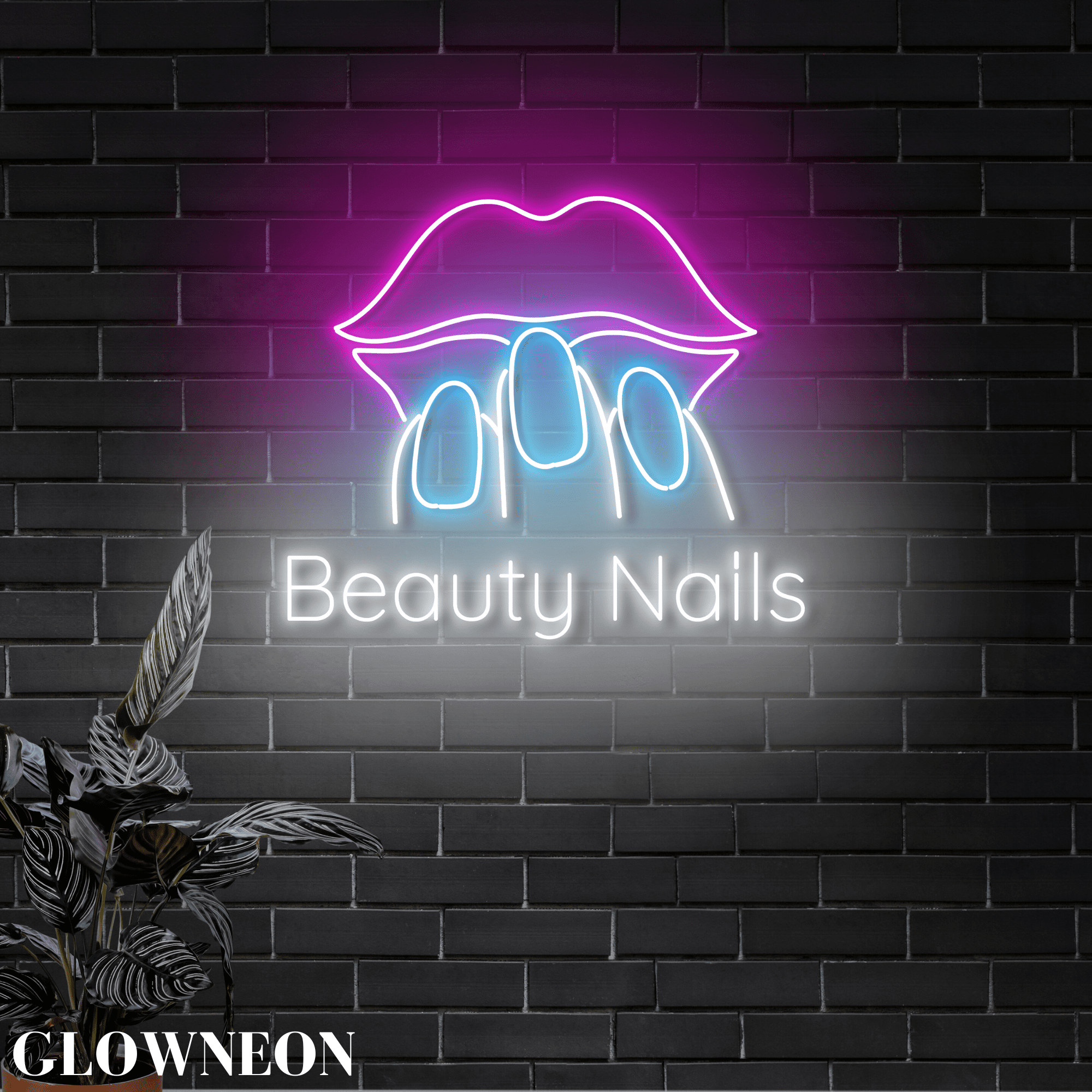 Glowneon Nails Lips Neon Light Sign, Beauty Nail Salon Led Wall Decor ...
