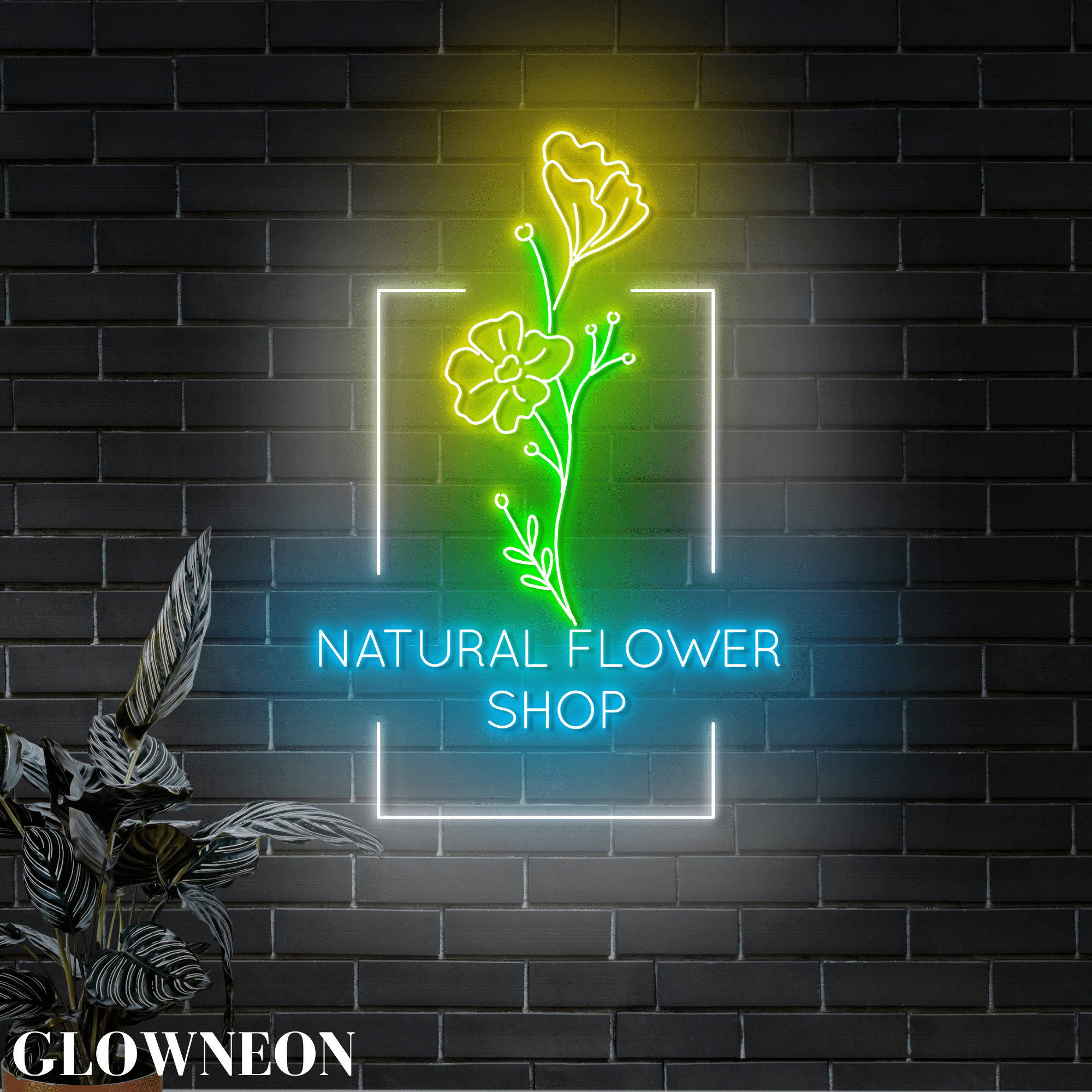 Glowneon Natural Flower Shop Led Neon Light, Florist Neon Wall Decor ...
